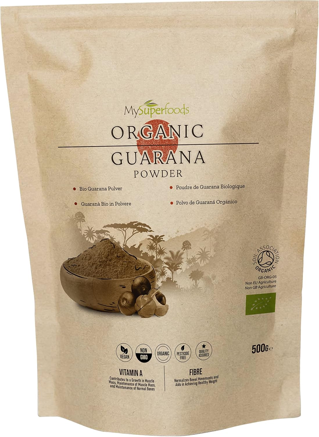 MySuperfoods Organic Guarana Powder 500g, Natural Wholefood Source of ...