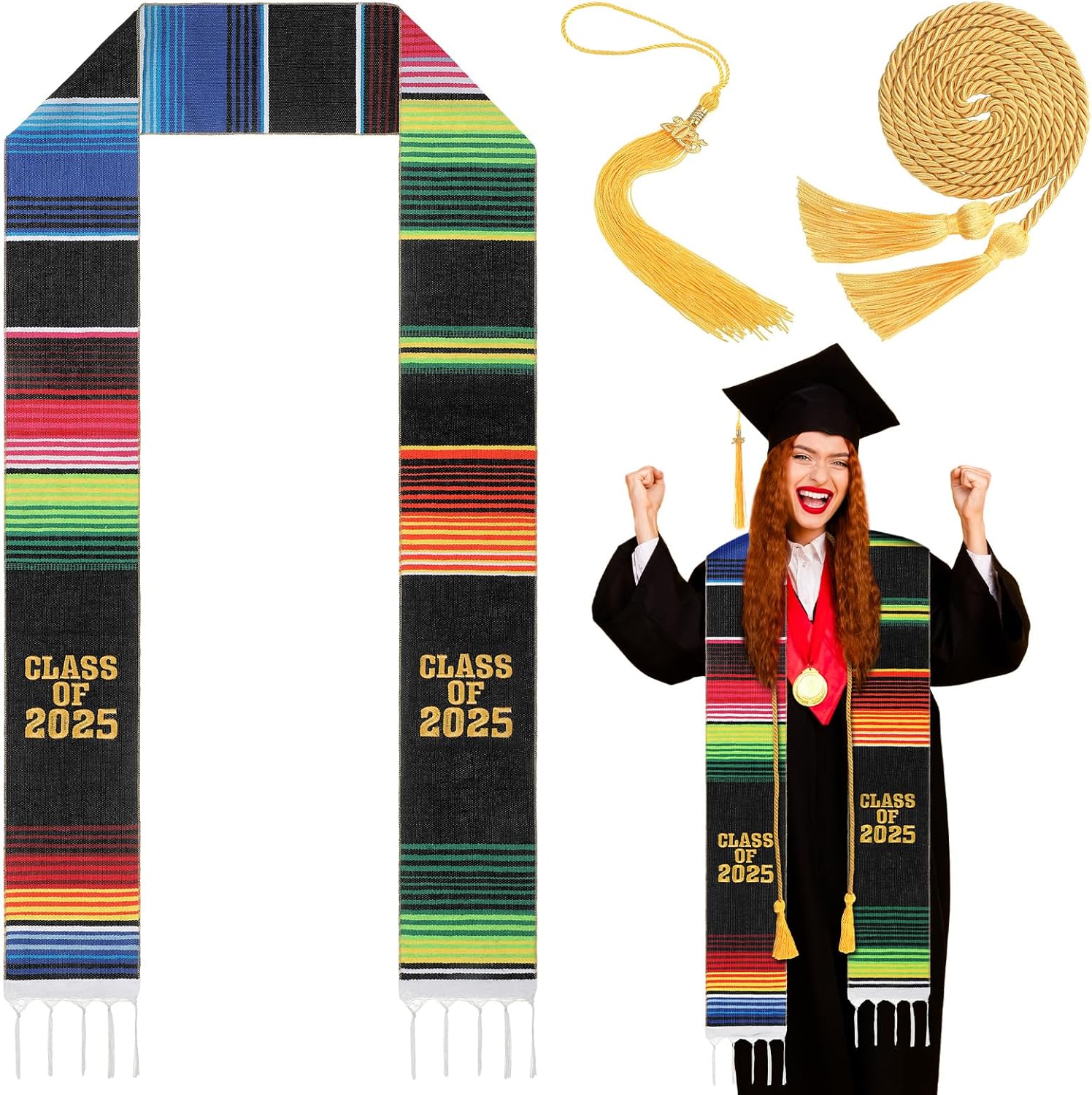 Amazon.com: Geyoga Class of 2025 Mexican Graduation Stole, 3 Pcs ...