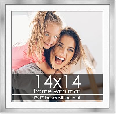 Amazon.com - 12x14 Frame with Mat - Silver 14x16 Frame Wood Made to ...
