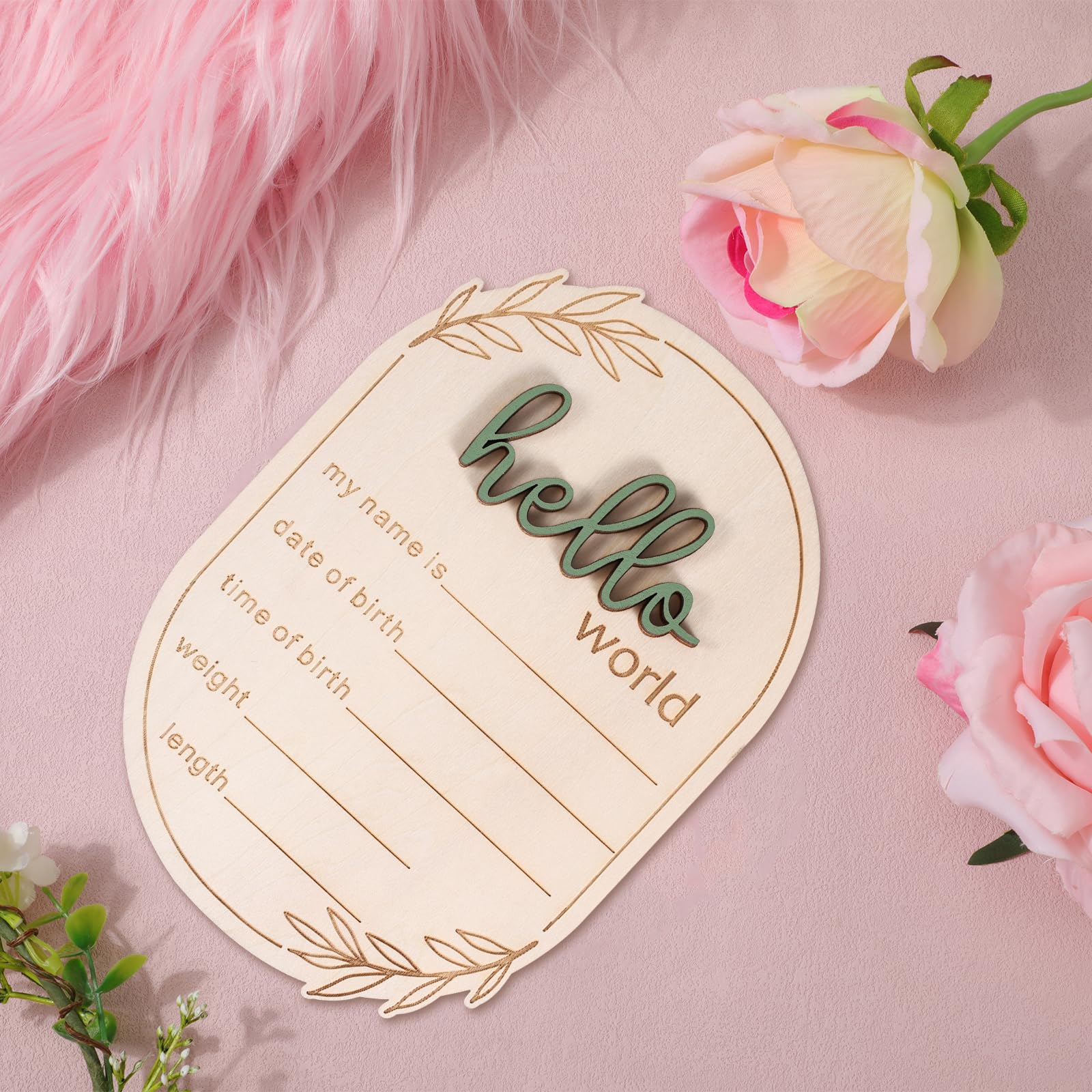 Snapklik.com : Baby Announcement Sign, 5.91x4.13 Inch Wooden Hello ...