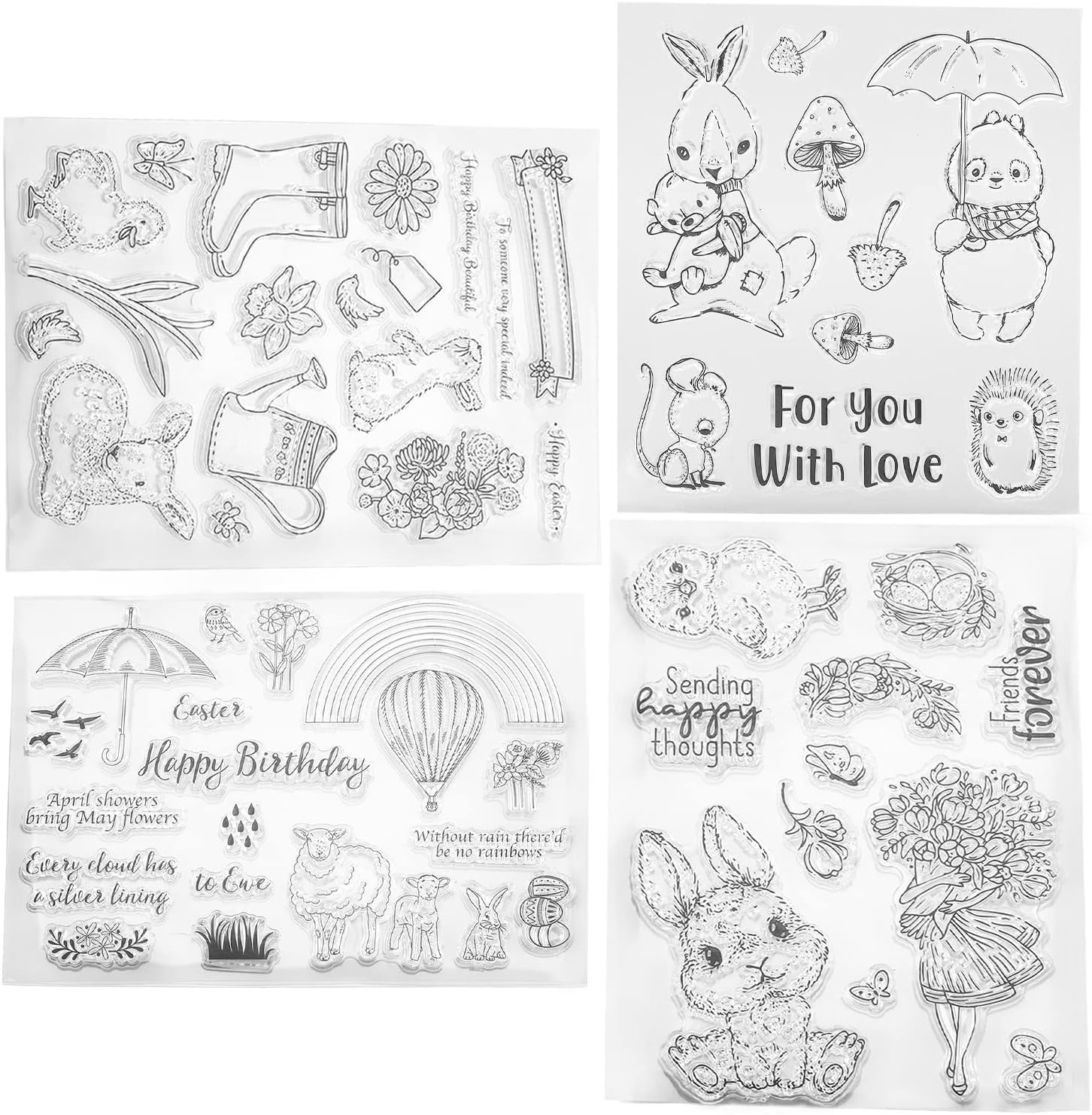 4Pcs Clear Stamp, Transparent Rubber Stamp for Thanksgiving Christmas ...