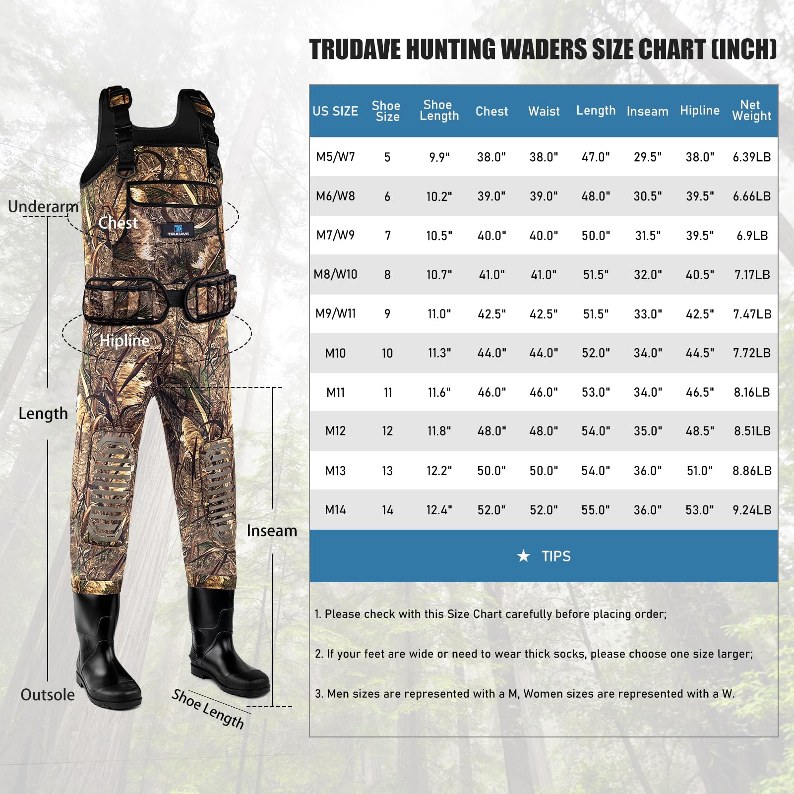 Snapklik.com : Trudave Chest Waders For Men, Hunting Waders