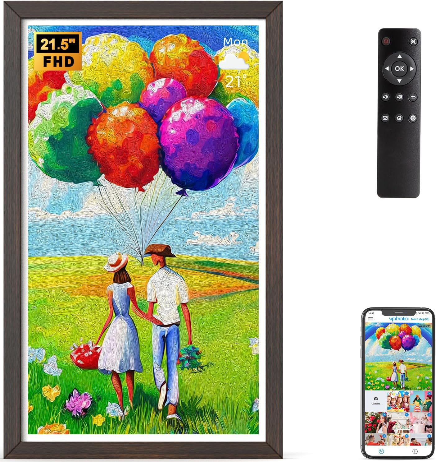 Amazon.com : BSIMB 21.5 Inch Touchscreen Large Digital Picture Frame ...