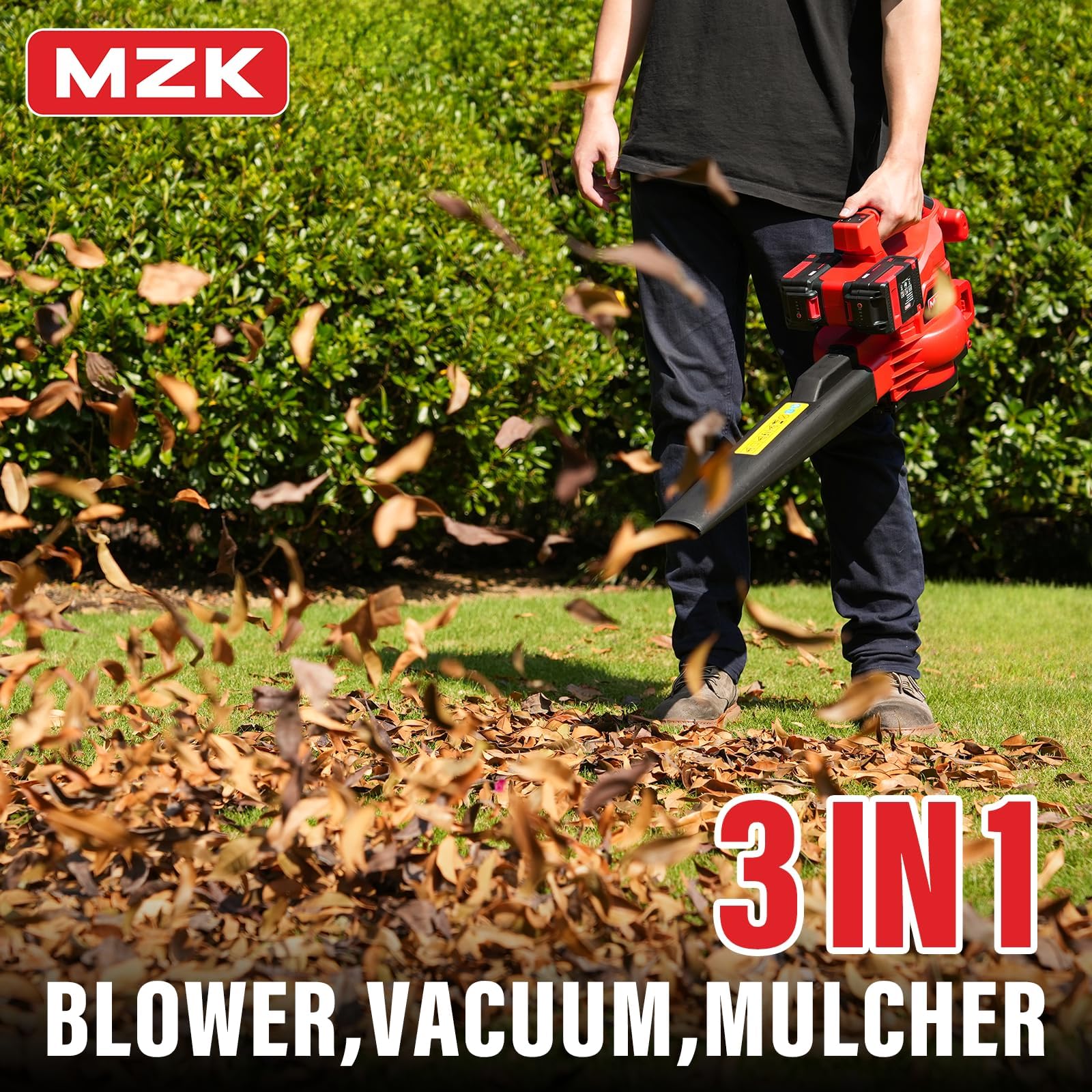 Snapklik.com : MZK 40V Cordless Leaf Blower, Leaf Vacuum And Mulcher, 3-in-1 Brushless Battery ...