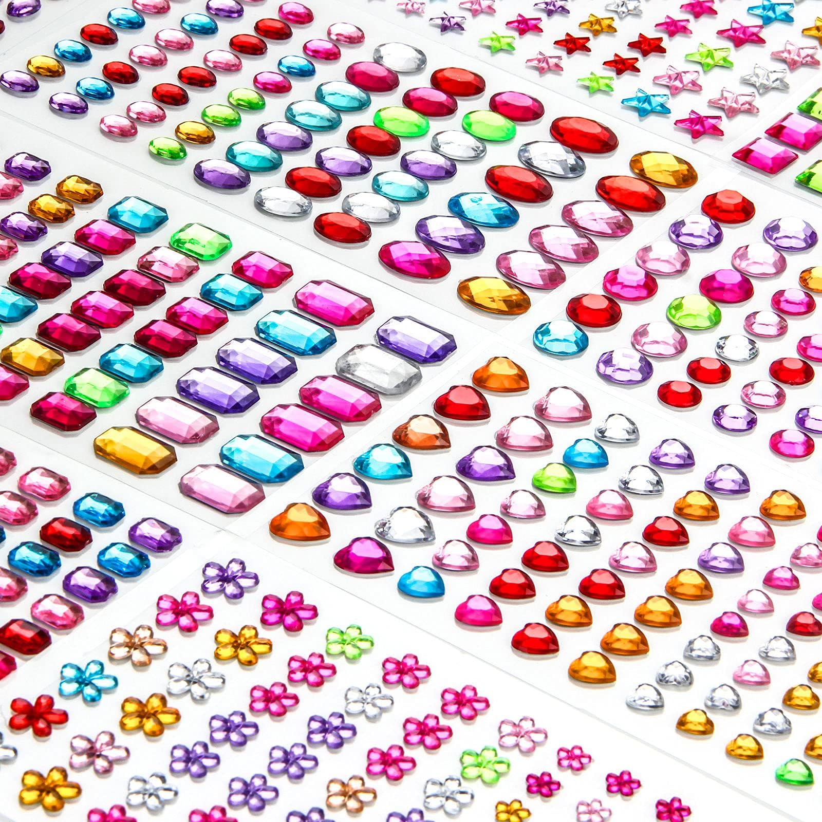 Amazon.com: 1200 Pack Acrylic Flatback Rhinestones Jewels Craft Gems ...