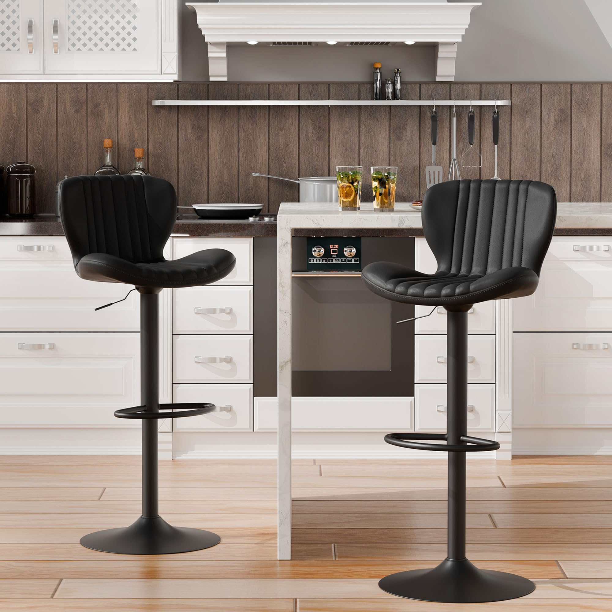Snapklik.com : Shintenchi Bar Stools Set Of 2 Modern Swivel Bar Chairs ...
