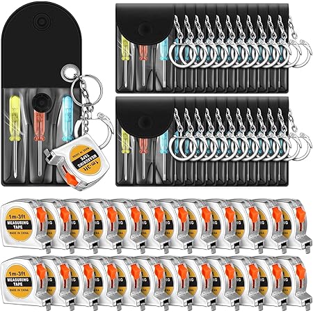 Amazon.com: Jutom Mini Screwdriver Keychain Tape Measure Keychains LED ...