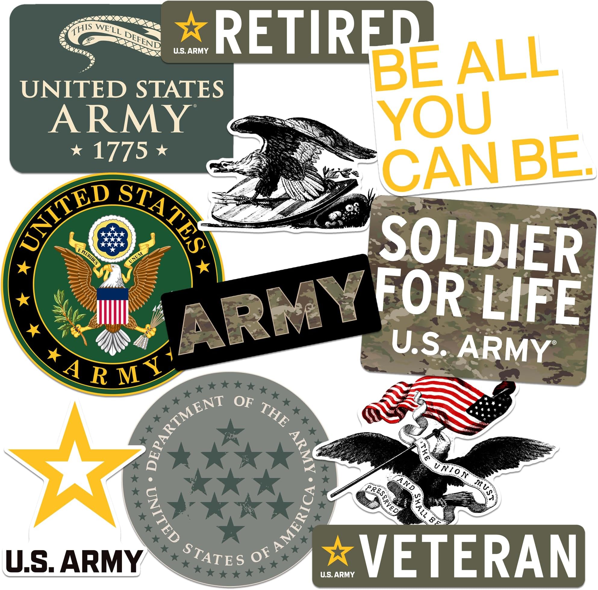 Amazon.com: Army 50ct Vinyl Large Deluxe Stickers Variety Pack - Laptop ...