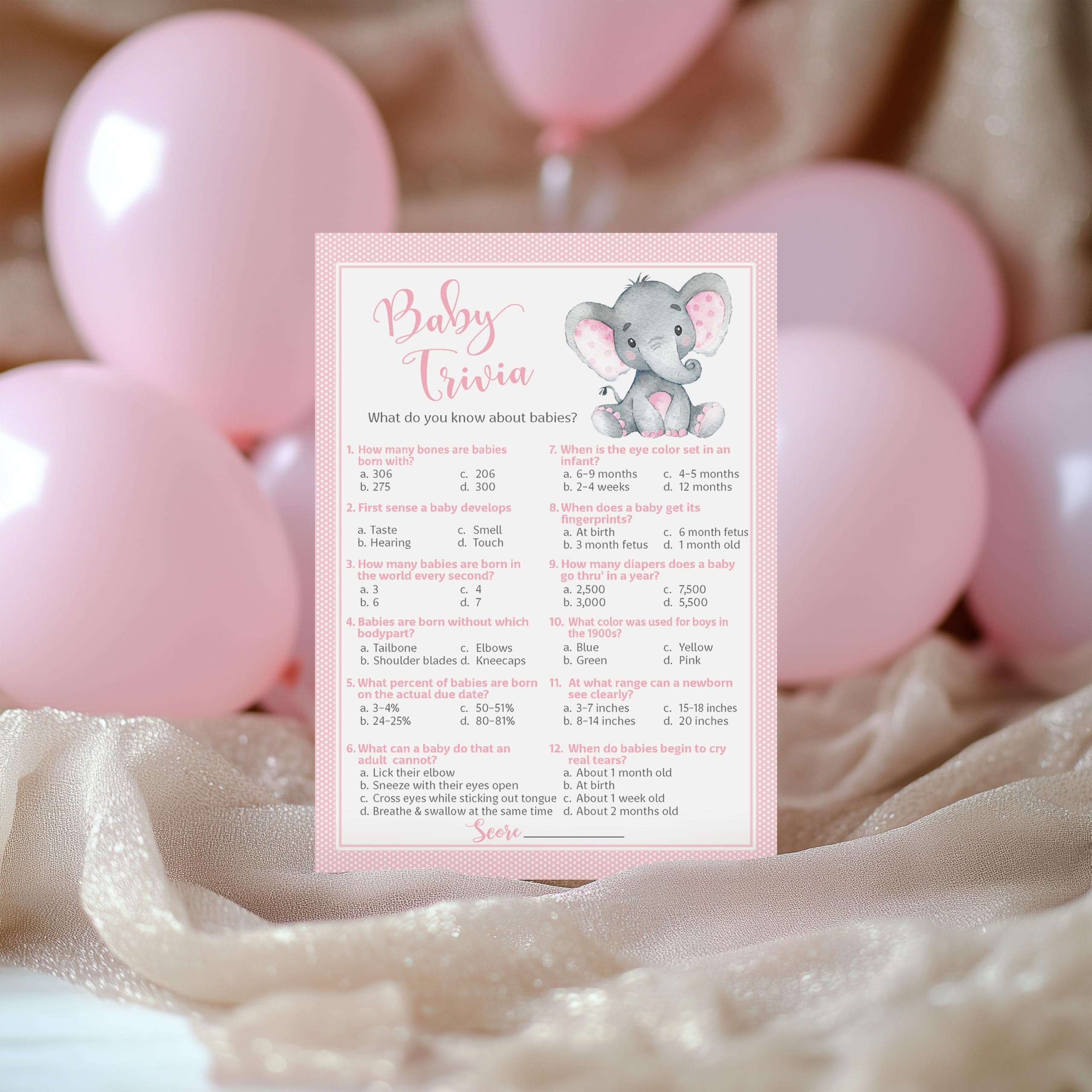 Pink Elephant Baby Shower Games