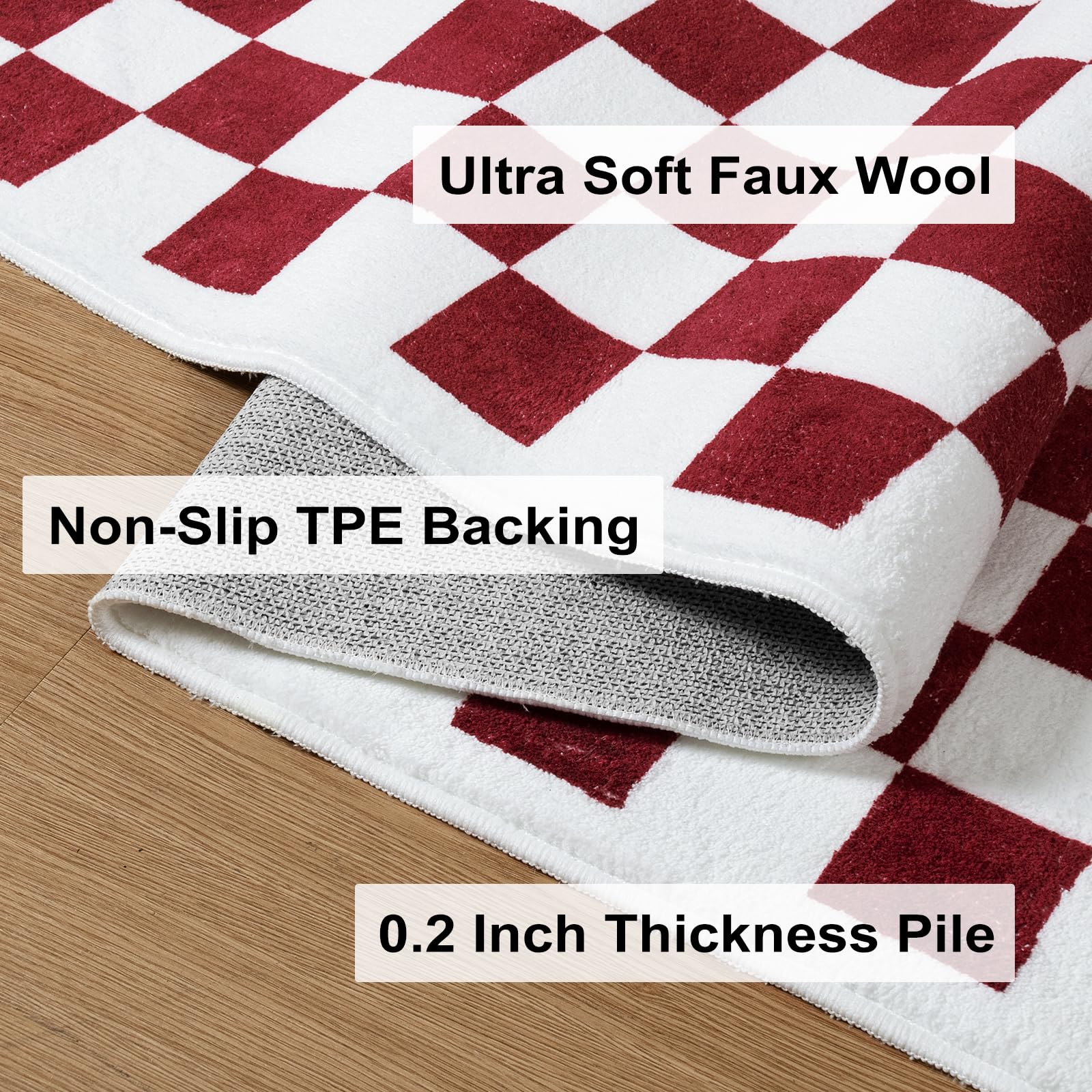 Wonnitar Washable Checkered 5x7 Area Rug,Non-Slip Large Living Room ...