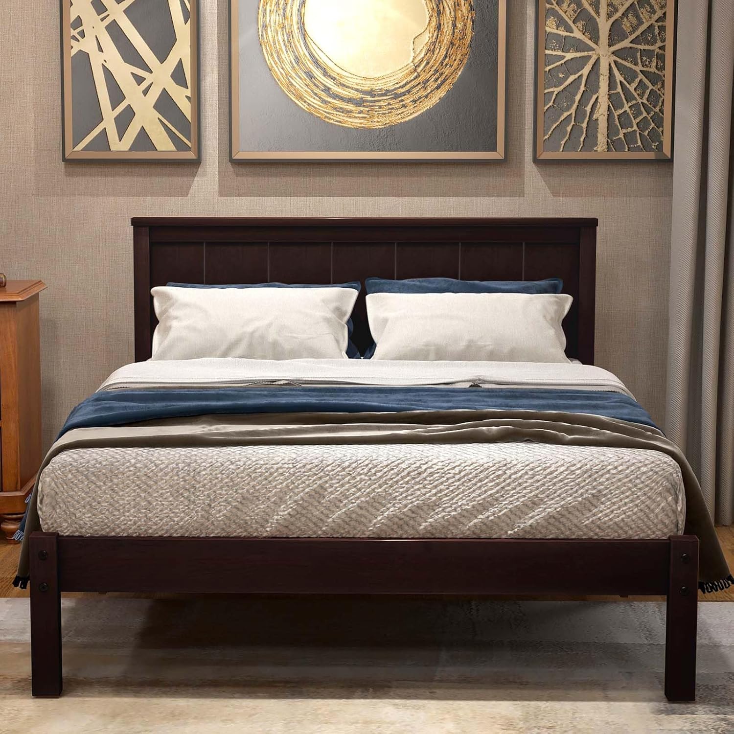 Amazon.com: DUNTRKDU Twin Size Wooden Platform Bed with Strong ...