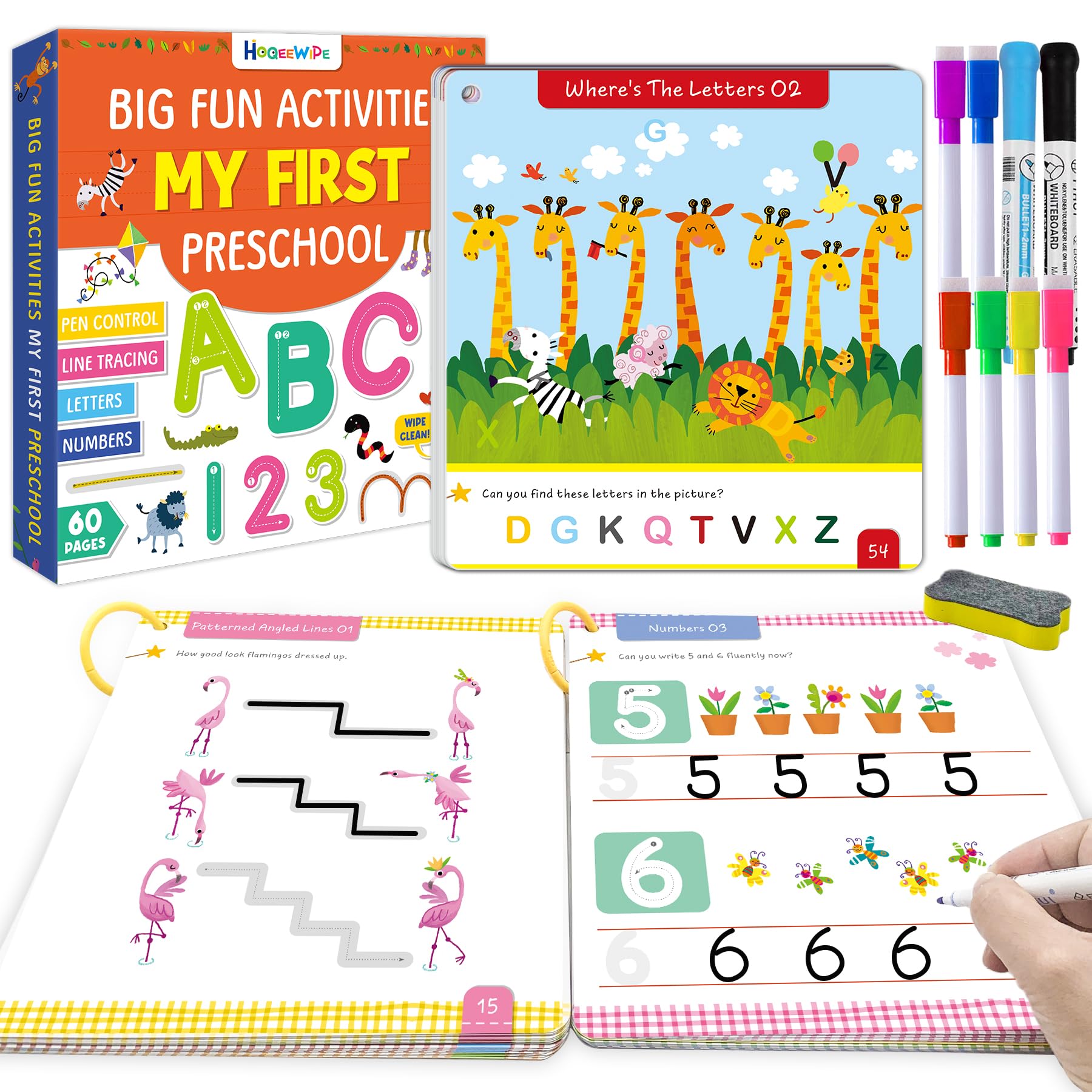 Amazon.com: HOQEEWIPE Preschool Learning Activities Workbook - Fun ...