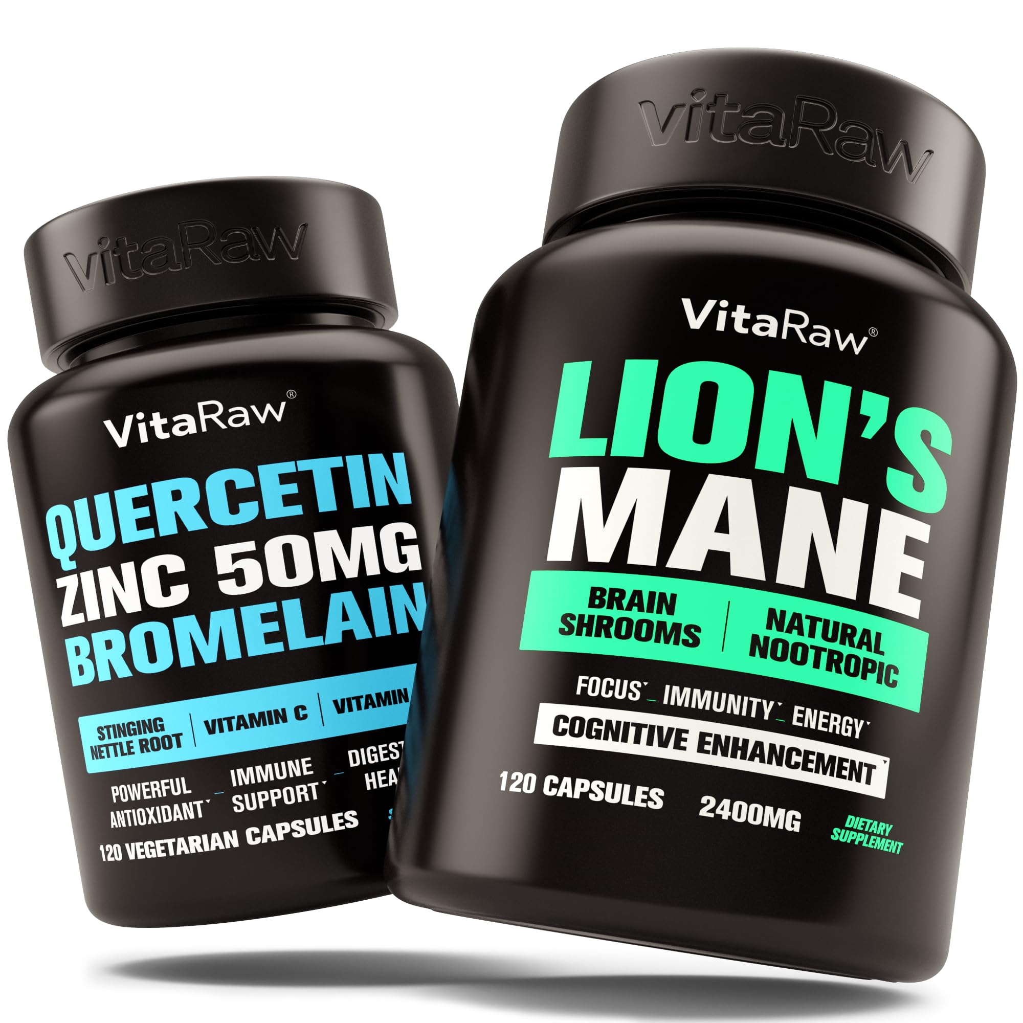 Amazon.com: VitaRaw Lions Mane Mushroom Capsules + Zinc Quercetin with ...