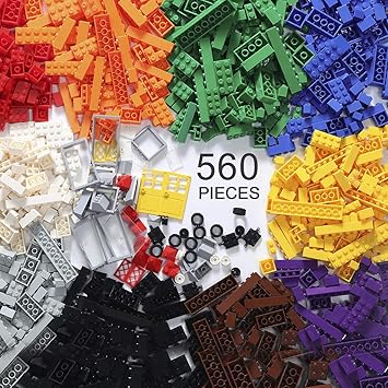 Amazon.com: 560 Pieces Building Bricks Kit with Wheels, Tires, Axles ...