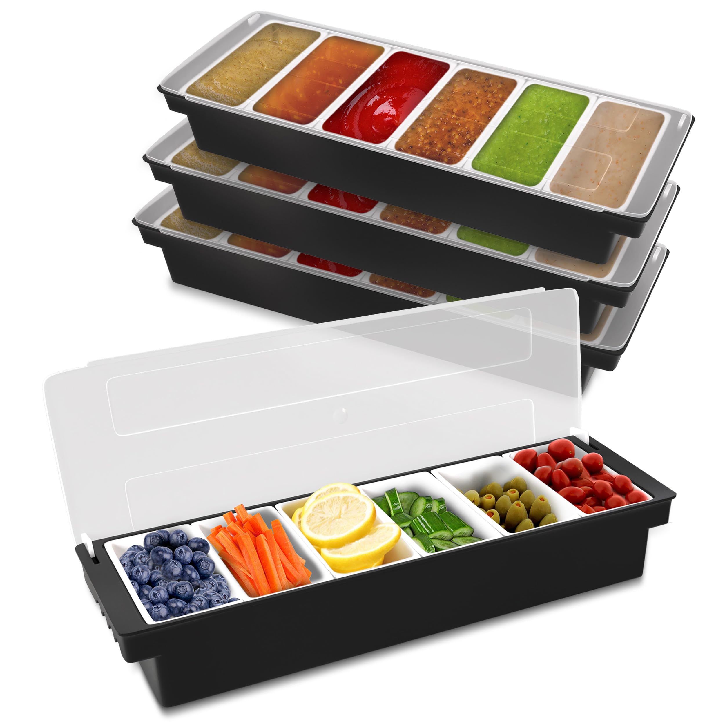 Amazon.com | G Francis Bar Condiment Tray with Lid 4 Pack - 6 ...
