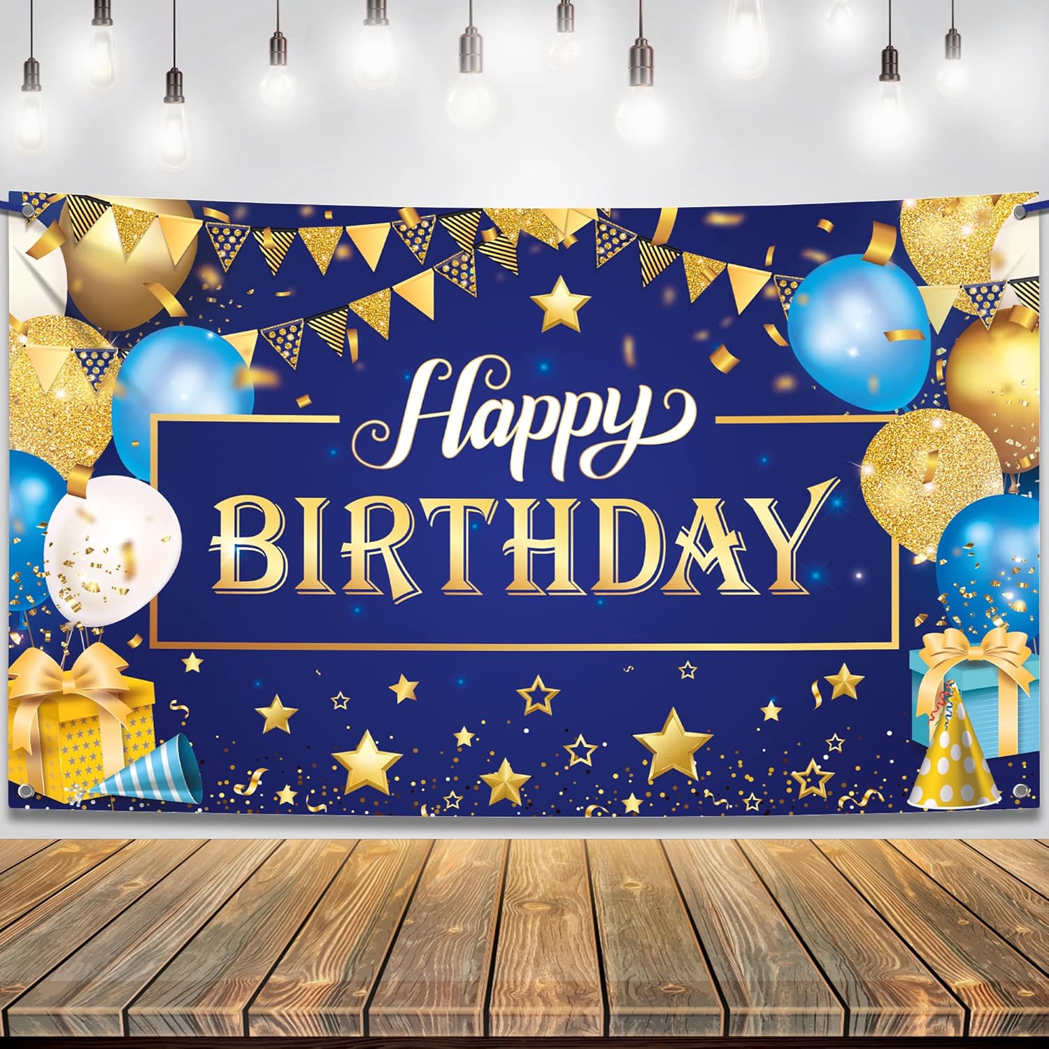 KatchOn, Happy Birthday Banner Blue and Gold - XtraLarge, 72x44 Inch ...