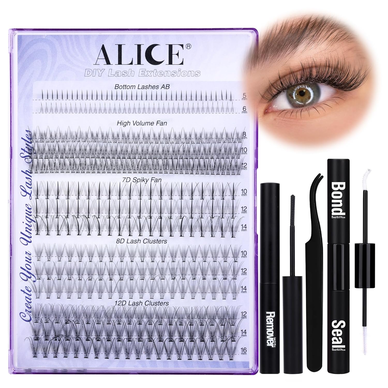 Amazon.com: ALICE Natural Lash Extension Kit, C Curl Individual Lashes ...