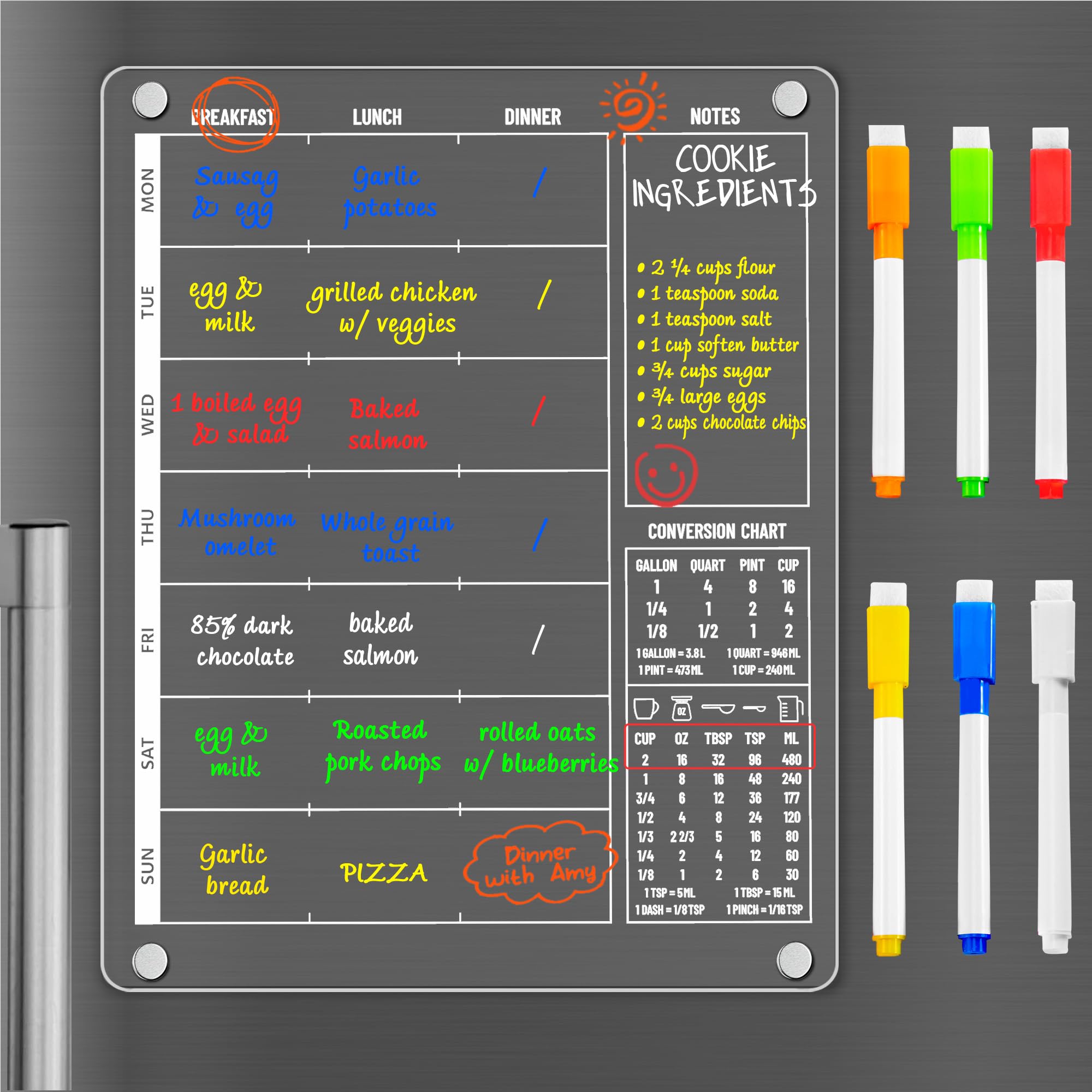 Snapklik.com : 3-in-1 Magnetic Acrylic Meal Planner For Fridge - Clear ...