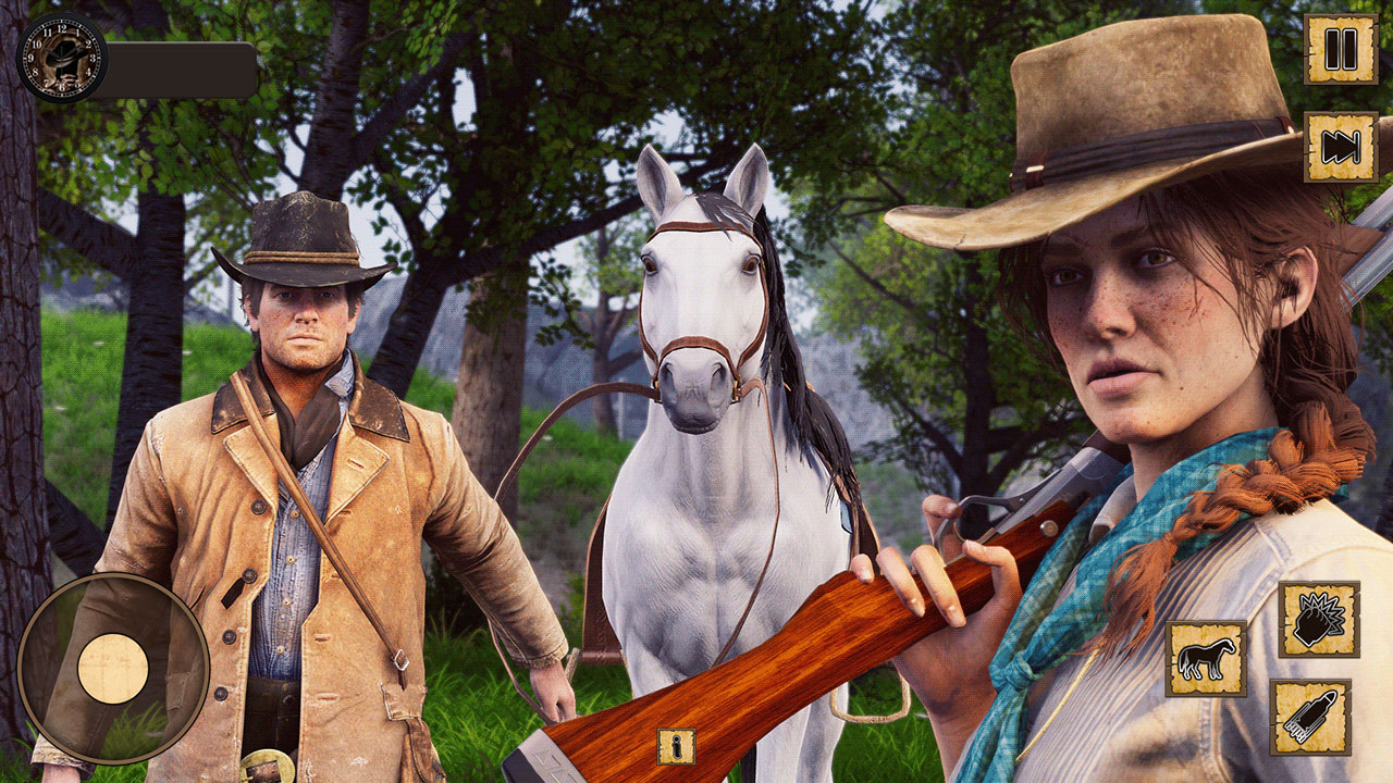 Real Red Cowboy Horse Riding Gunfighter: Wild Western Gangster Shooting ...