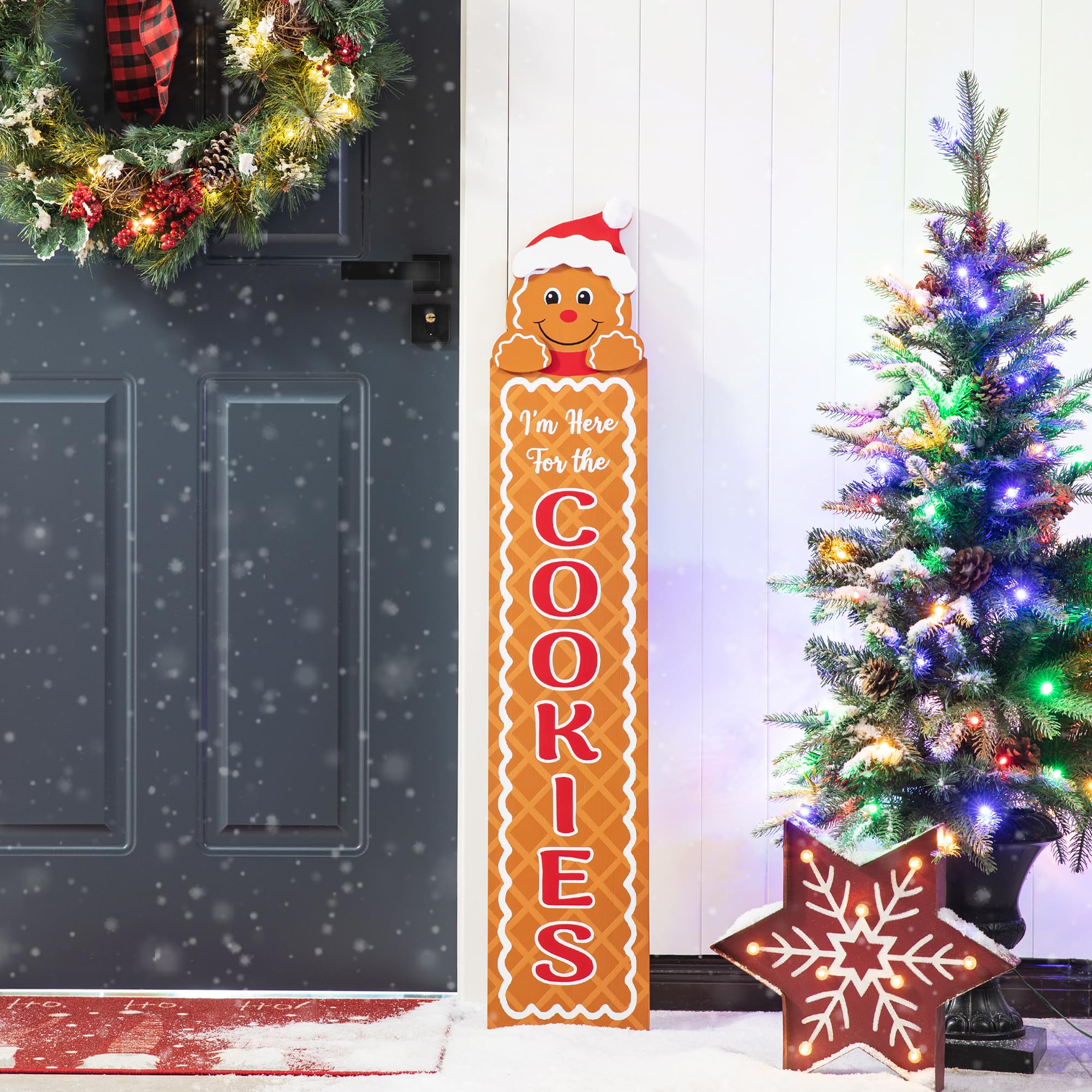 Snapklik.com : 42”H Wood Christmas Gingerbread Man Porch Decor Rustic ...