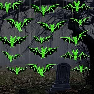 Amazon.com: 15Pcs Hanging Bats Halloween Decorations Outdoor, Large ...