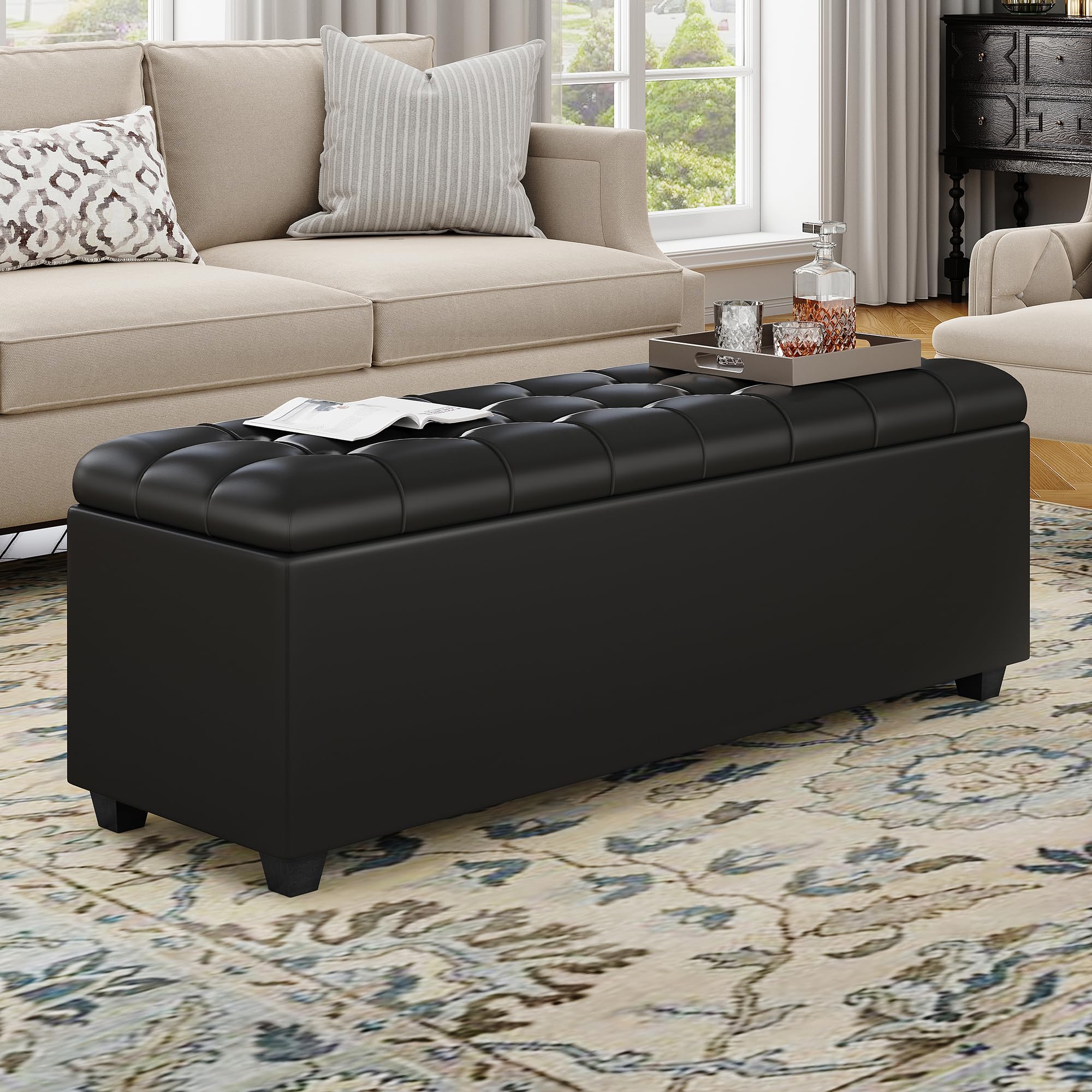 Amazon.com: Large 38 Inches long balck Ottoman Bench with Storage ...