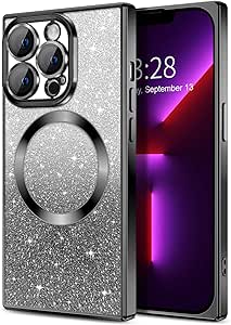 Amazon.com: Hython for iPhone 13 Pro Max Case Clear Magnetic Glitter Phone Cases [Compatible ...