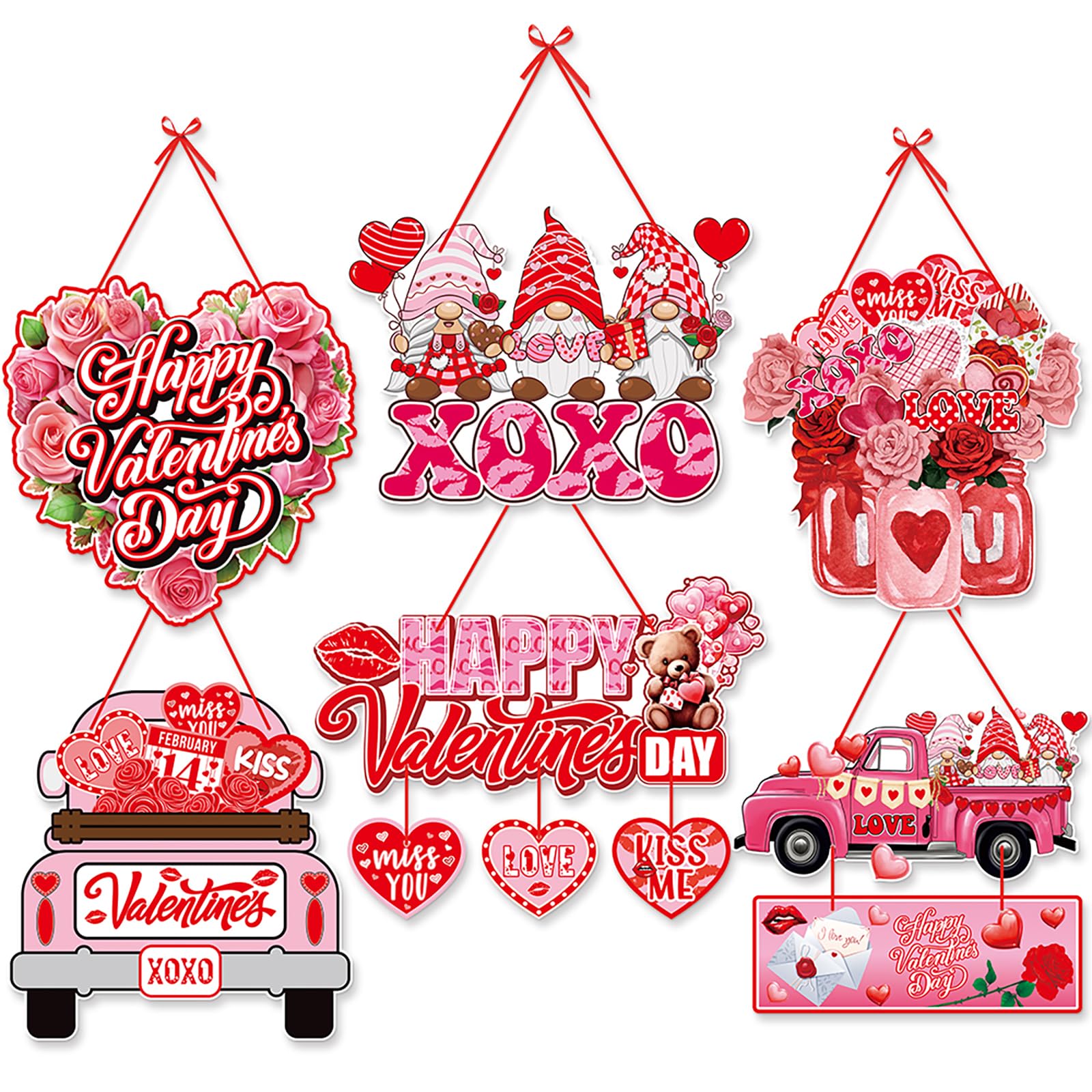 Amazon.com: Lasting Surprise Pink-Red Valentines-Day Front Door Hanger ...