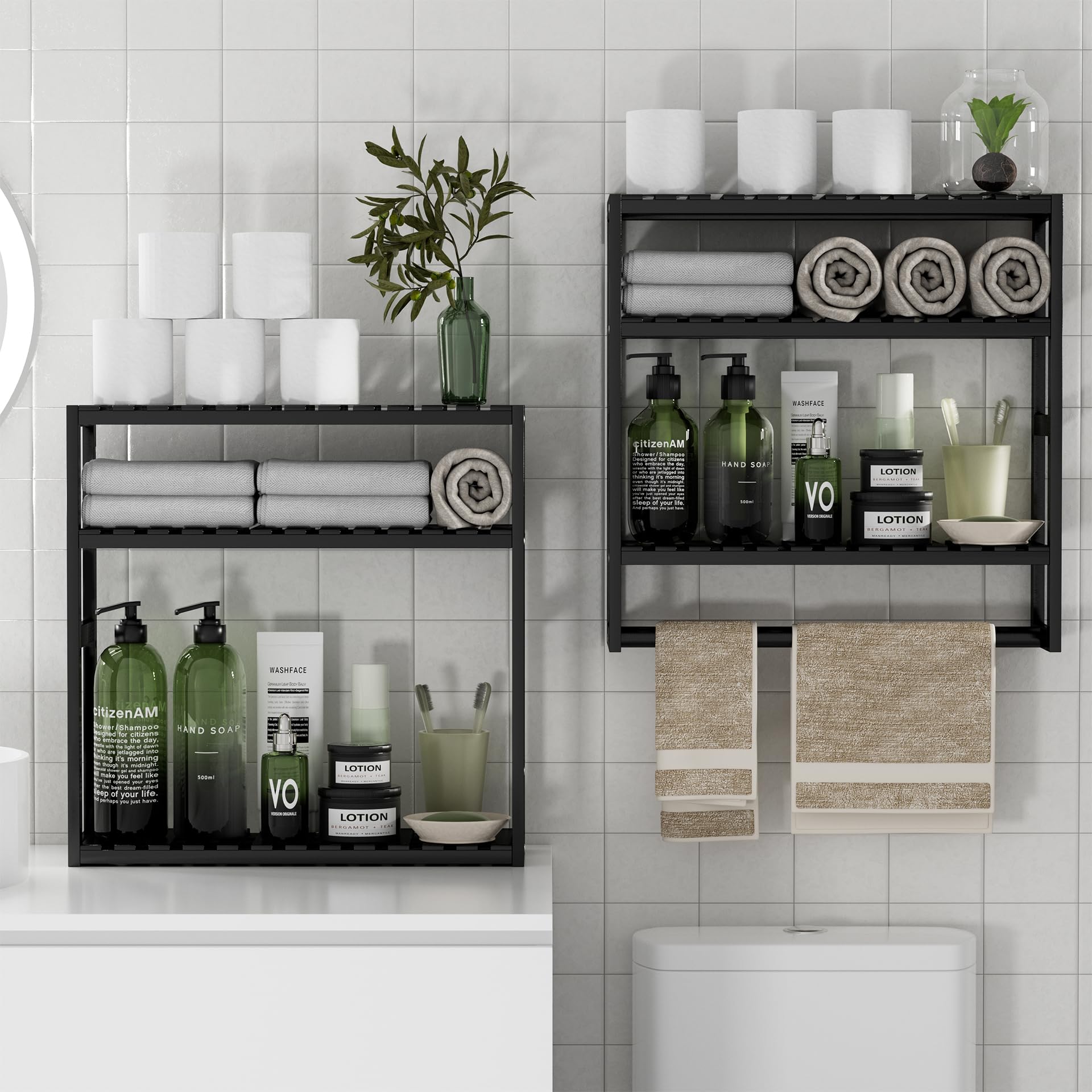Amazon.com: PPN Towel Rack Bathroom Storage Shelves Over The Toilet ...