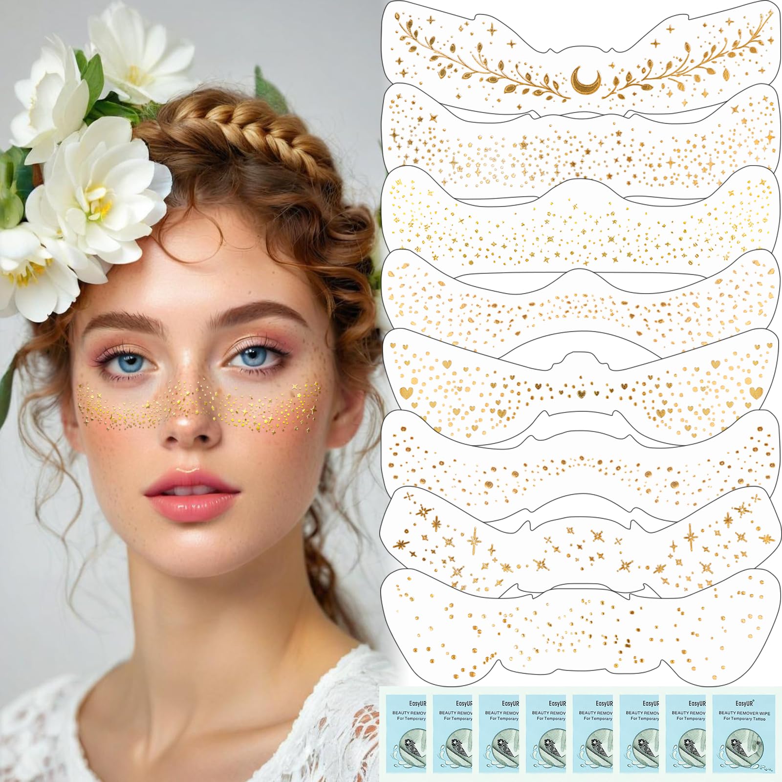 Amazon.com : Wugbc Gold Glitter Freckles Face Tattoo 8 Styles, Sparkle ...
