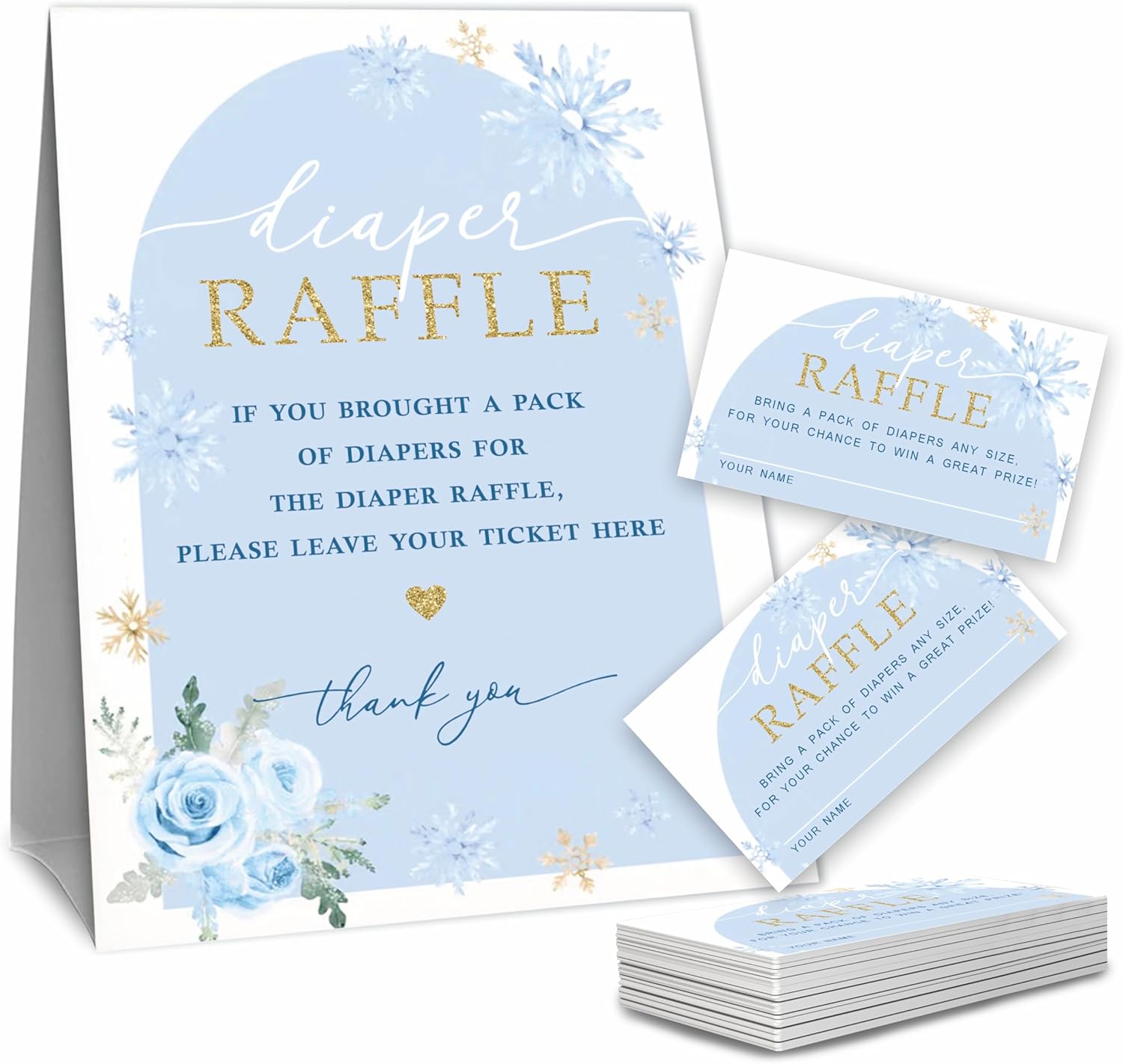 Amazon.com: Diaper Raffle Game Set For Baby Shower, Winter Snowflake ...