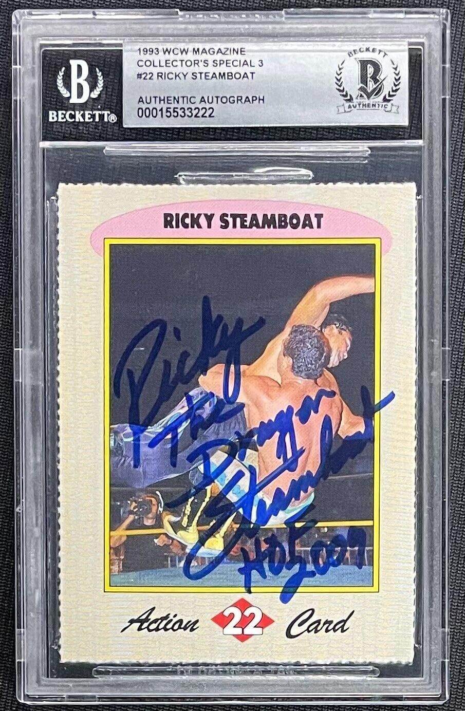 Ricky Steamboat Signed 1993 Wcw Magazine Beckett Auto Grade 10 222 ...