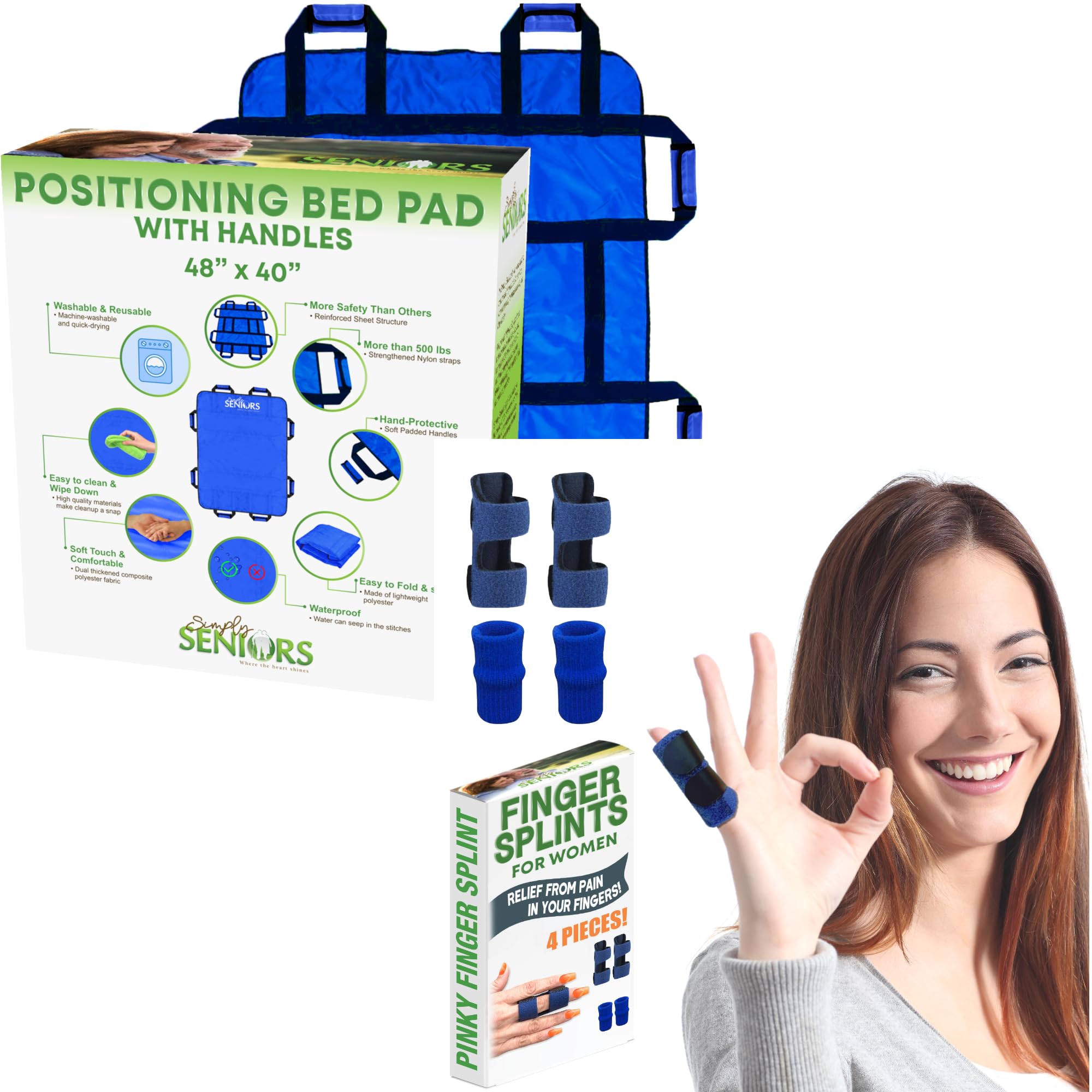 Amazon.com: Positioning Bed Pad with Handles 48" X 40" & Pinky Finger ...