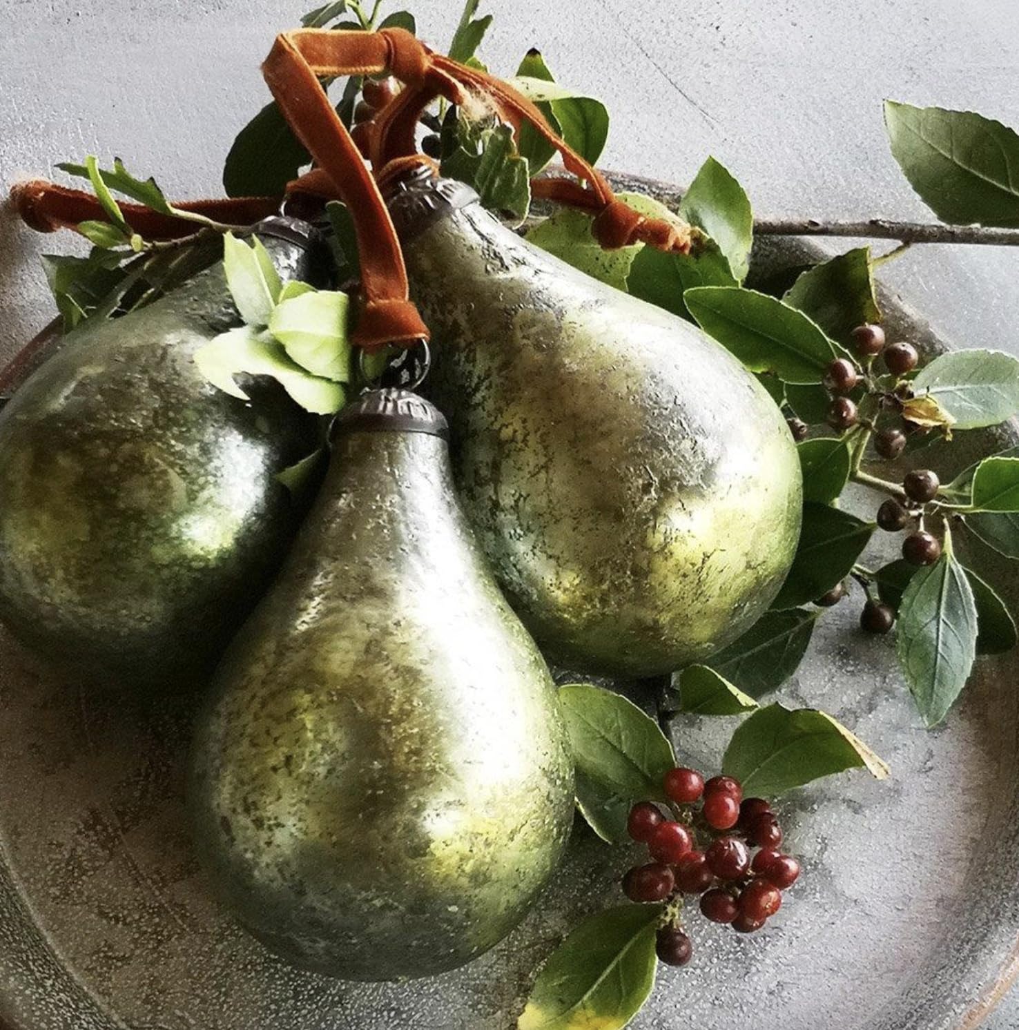 Green Pear Baubles - 2 Sizes, Christmas Decorations, Traditional Glass ...
