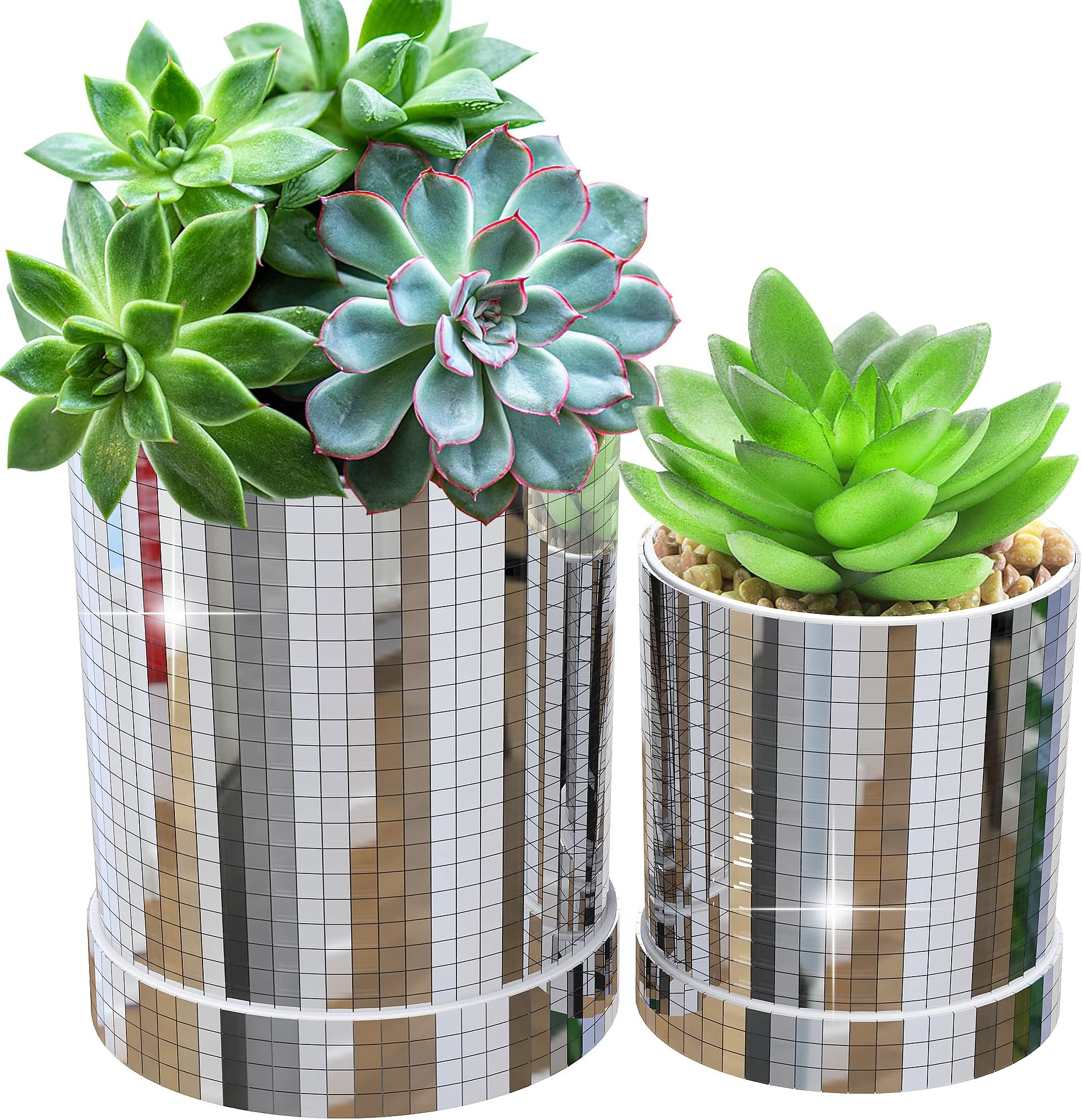 Amazon.com : Meetart Crushed Diamond Mirrored Planter, Crystal Silver ...