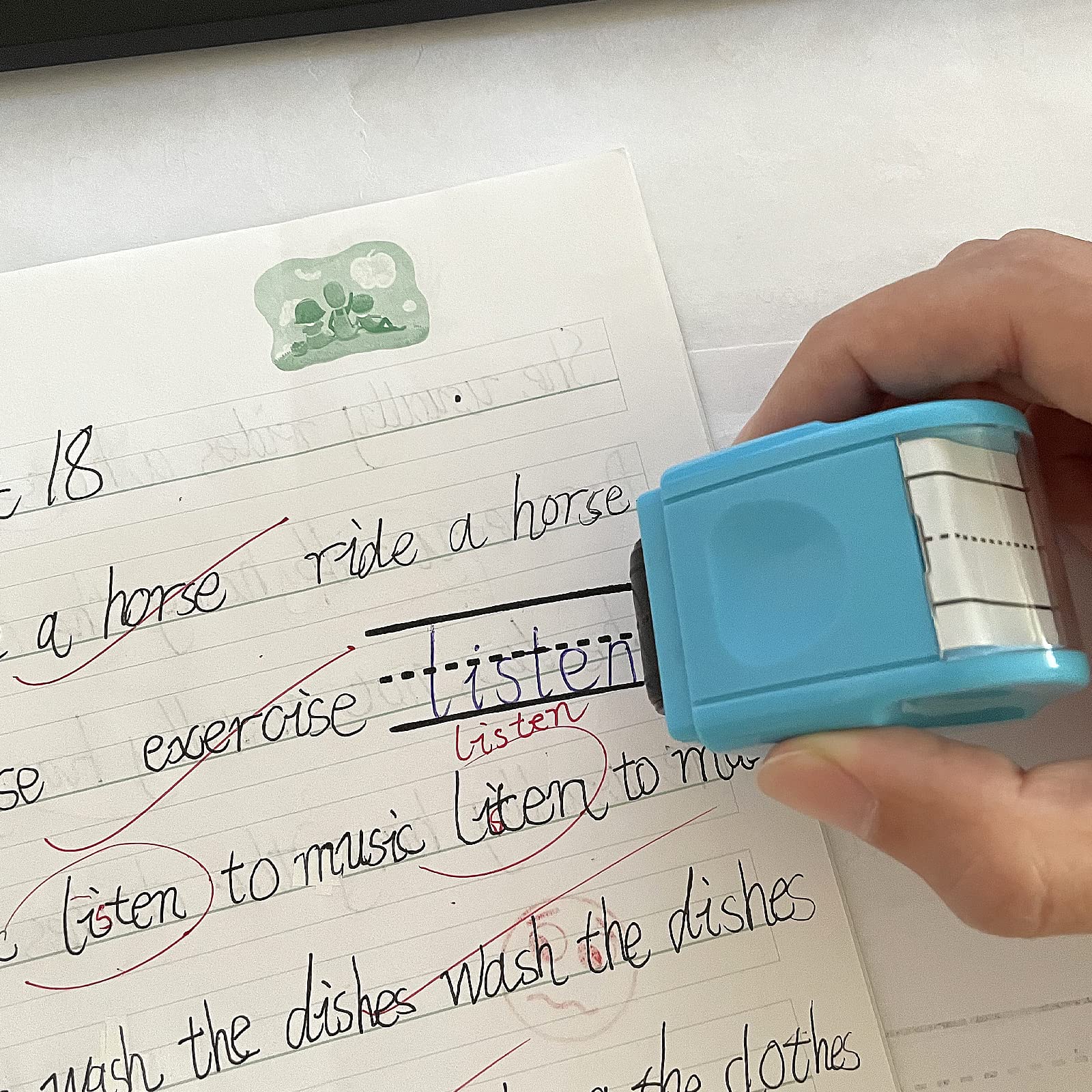 Snapklik.com : Handwriting Line Stamp Roller YQBOOM Dashed Handwriting ...