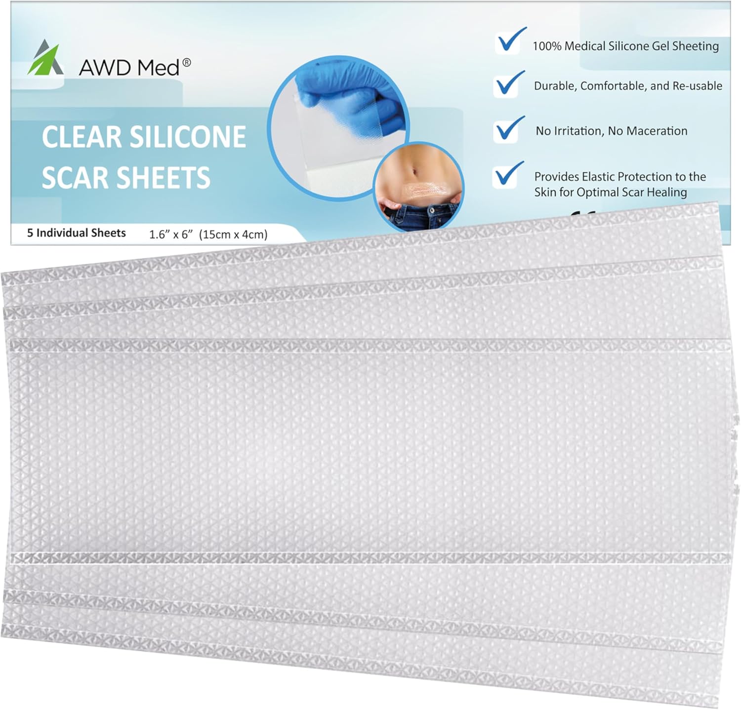Amazon.com : AWD Silicone Scar Sheets for Scar Removal - Extra Thick 0 ...