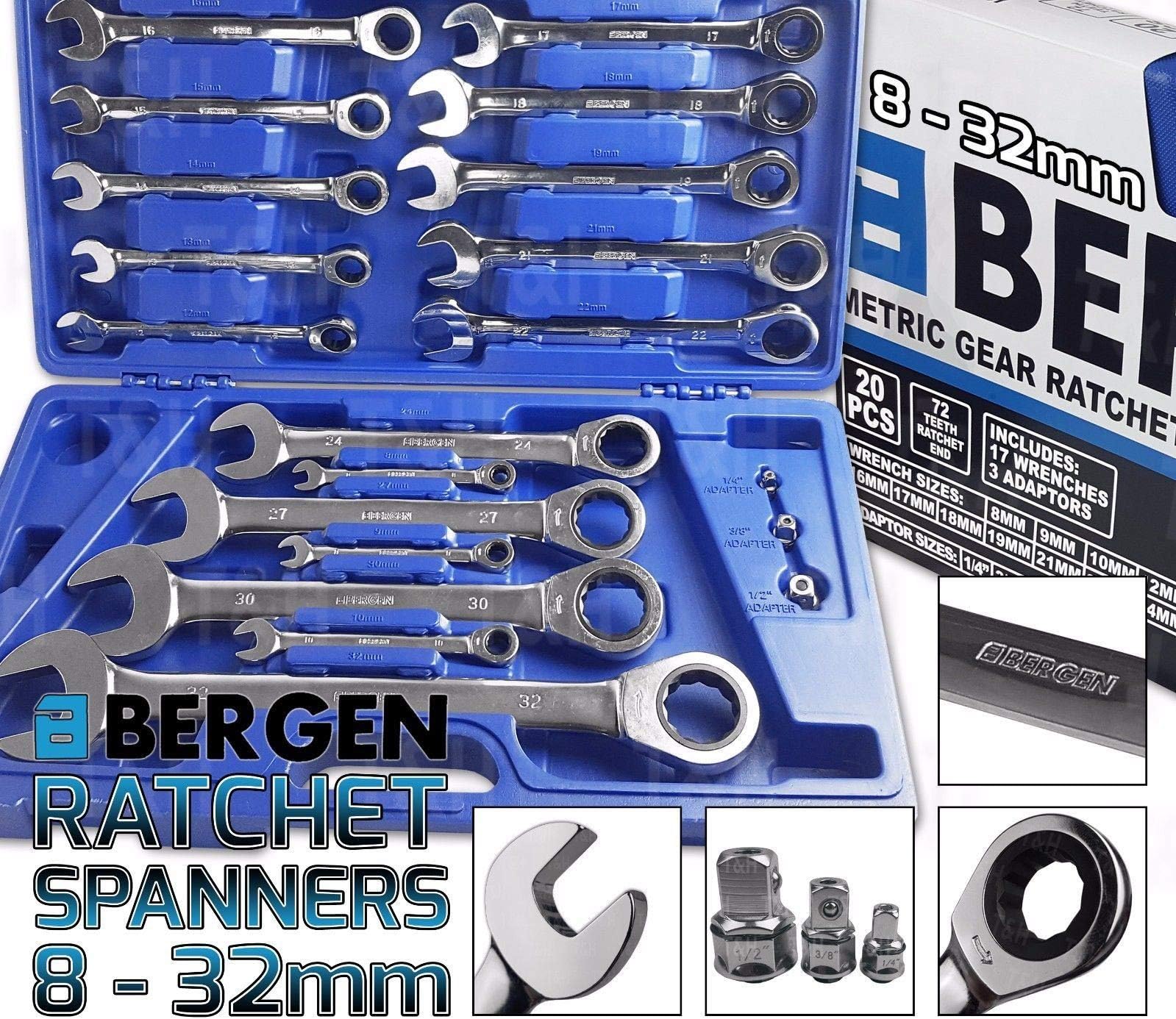 US PRO 17PC 8-32mm Metric Gear Ratchet Combination Spanner Wrench Set ...
