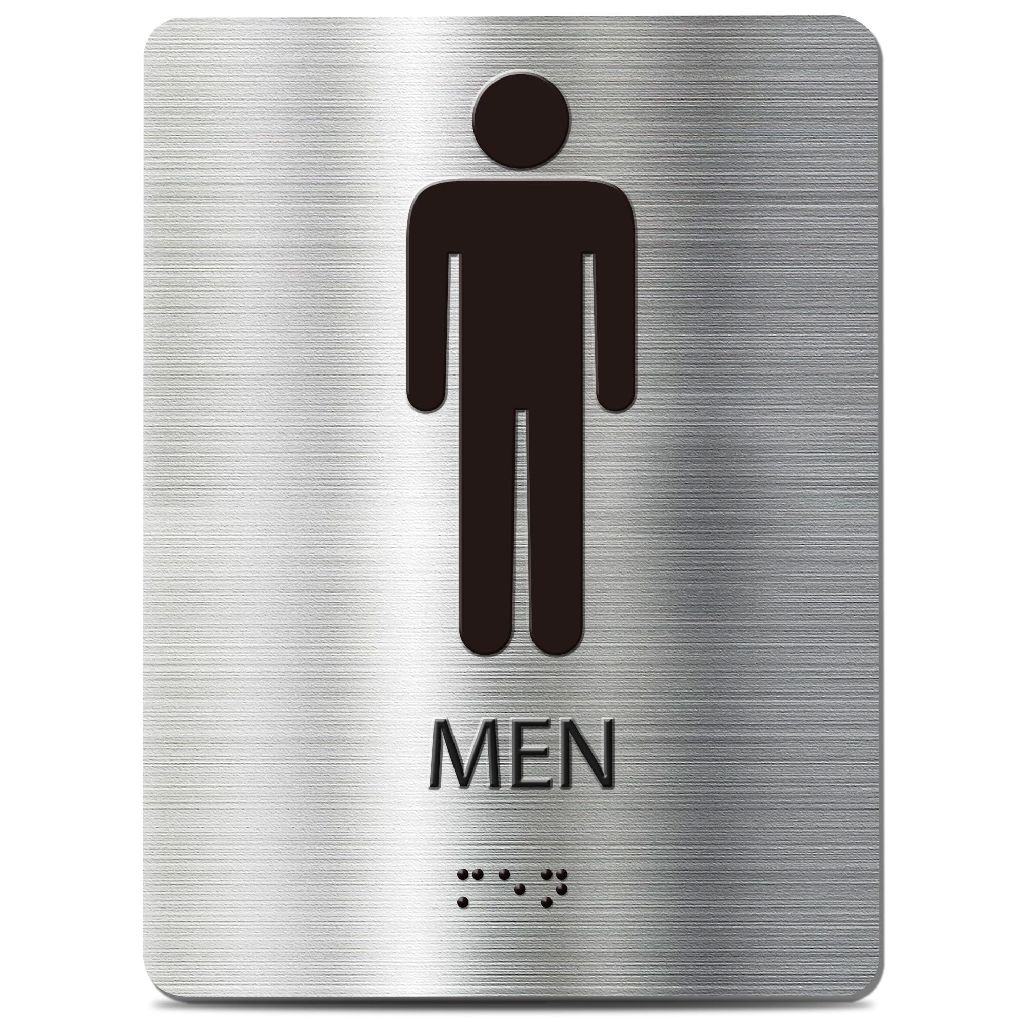 Snapklik.com : Men Braille Modern Restroom Sign, Stainless Steel ADA ...