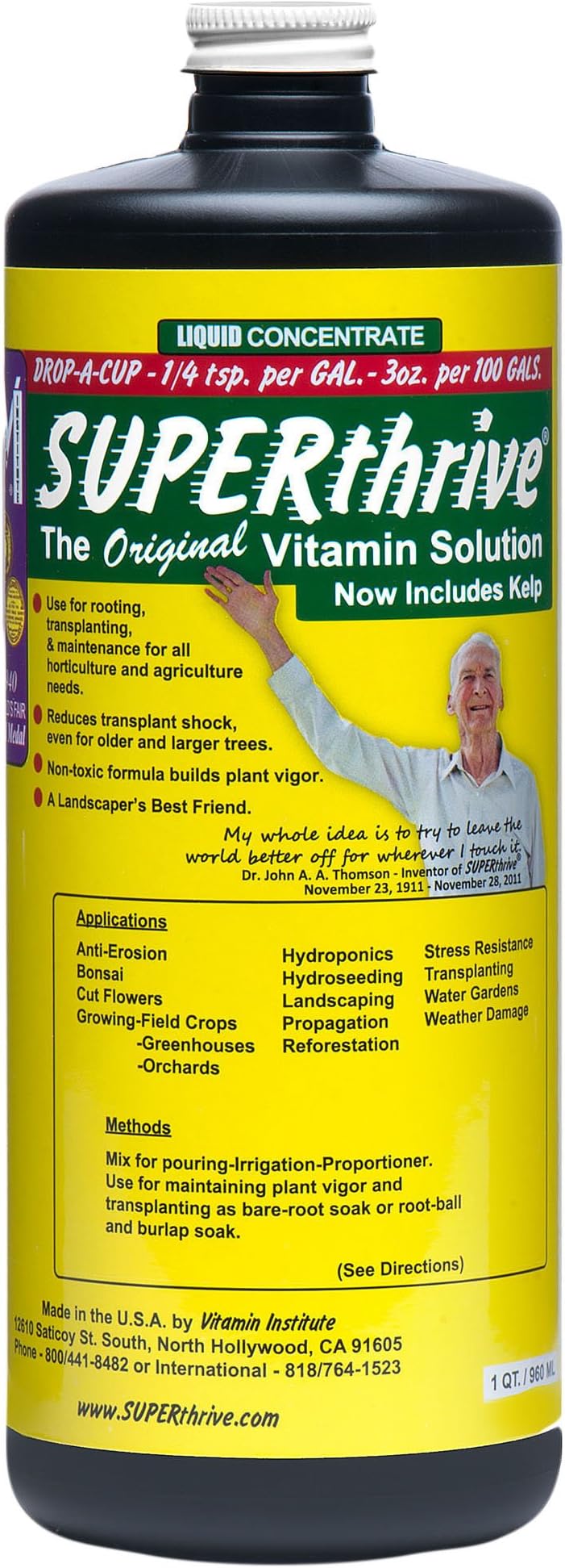 Amazon.com : SUPERthrive VI30162 Plant Vitamin Solution, 1 Quart, Yellow : Fertilizers : Patio ...