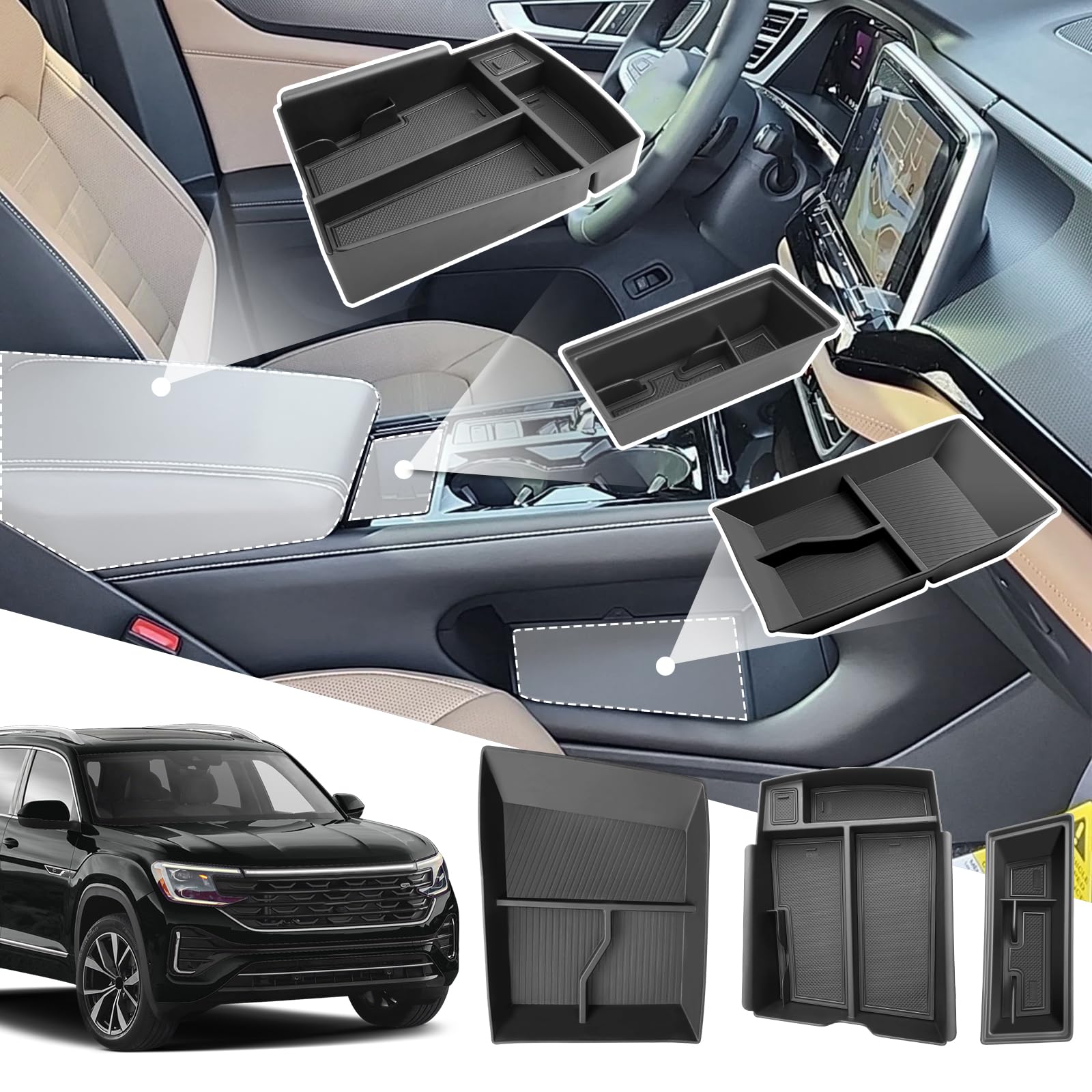 Amazon.com: SXCY 3PCS for 2024 Atlas Center Console Organizer for VW ...
