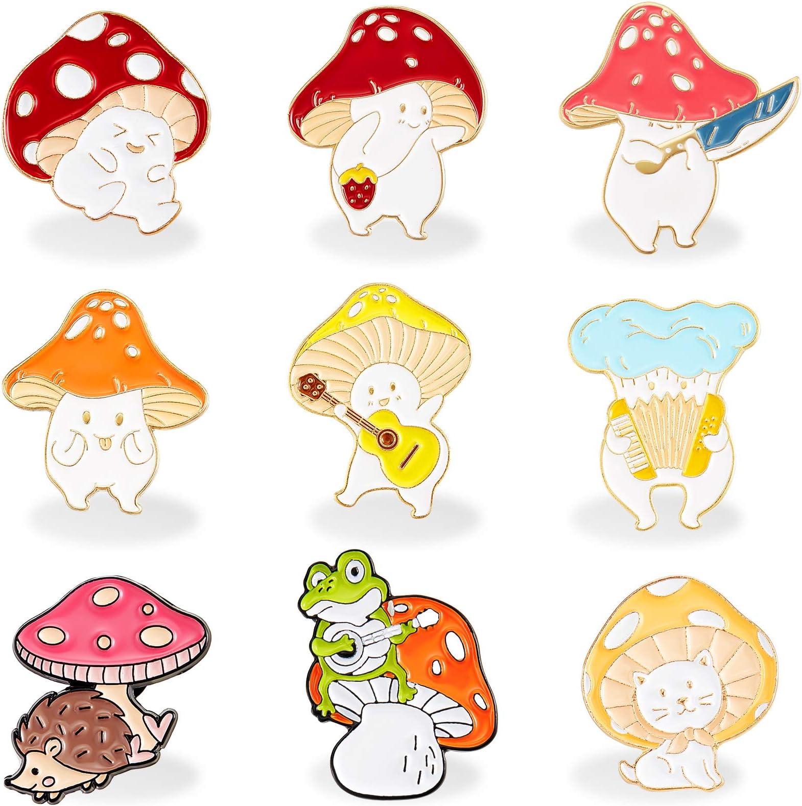 Amazon.com: 5Pcs Badge Mushroom girl Pins Brooches Enamel Lapel Pin ...