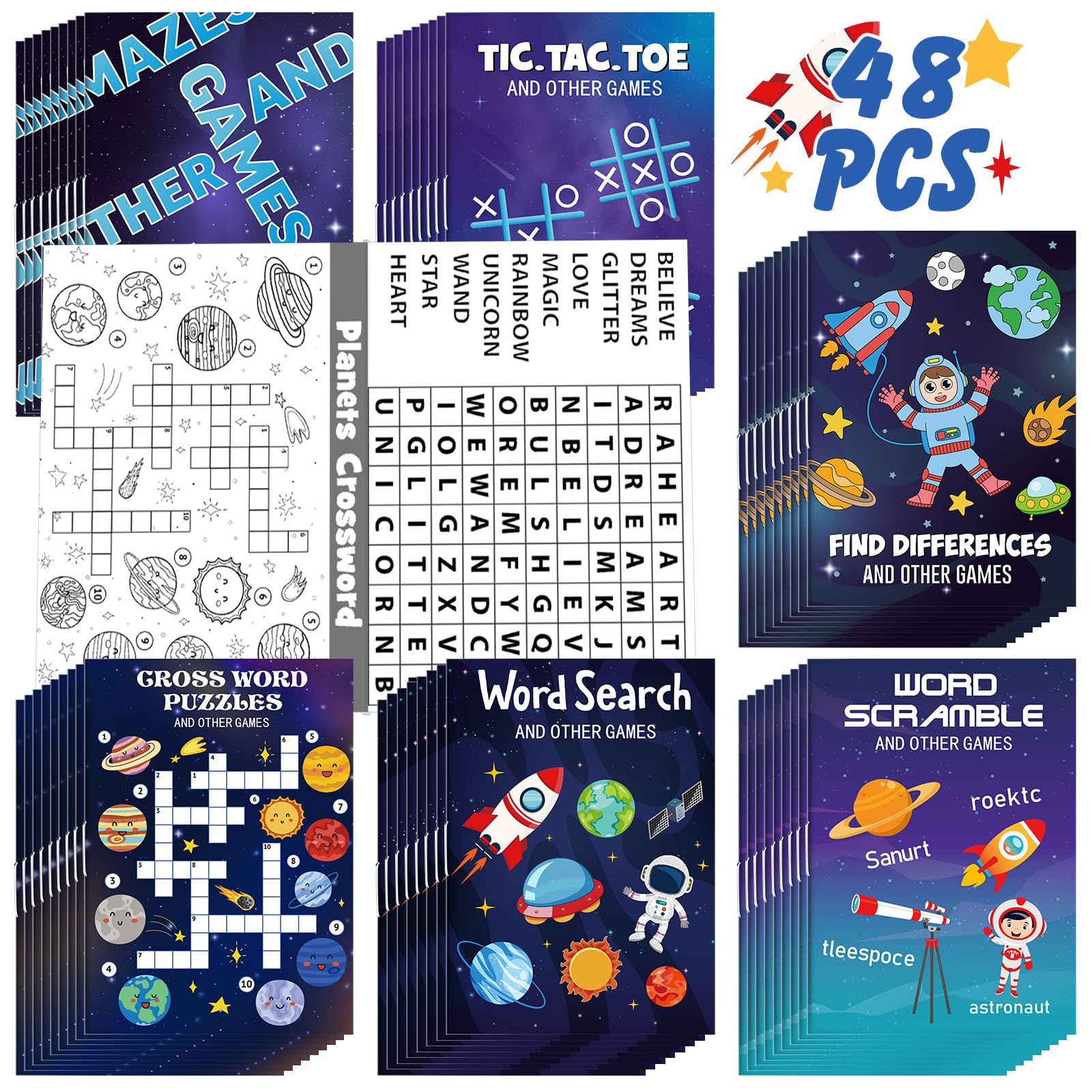 Amazon.com: Hungdao 48 Pcs Outer Space Mini Activity Books, Astronaut ...