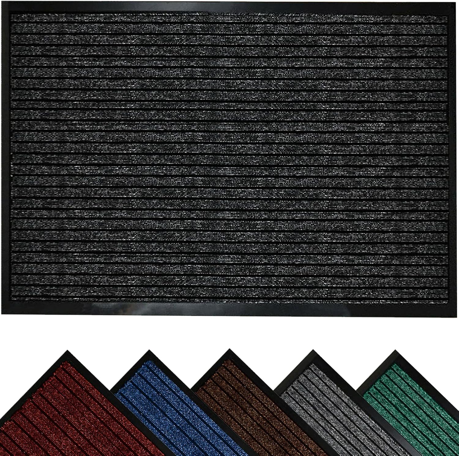 renoazul® Non Slip Washable Rubber Mat, 40 x 60 cm Dirt Trapper, Black ...