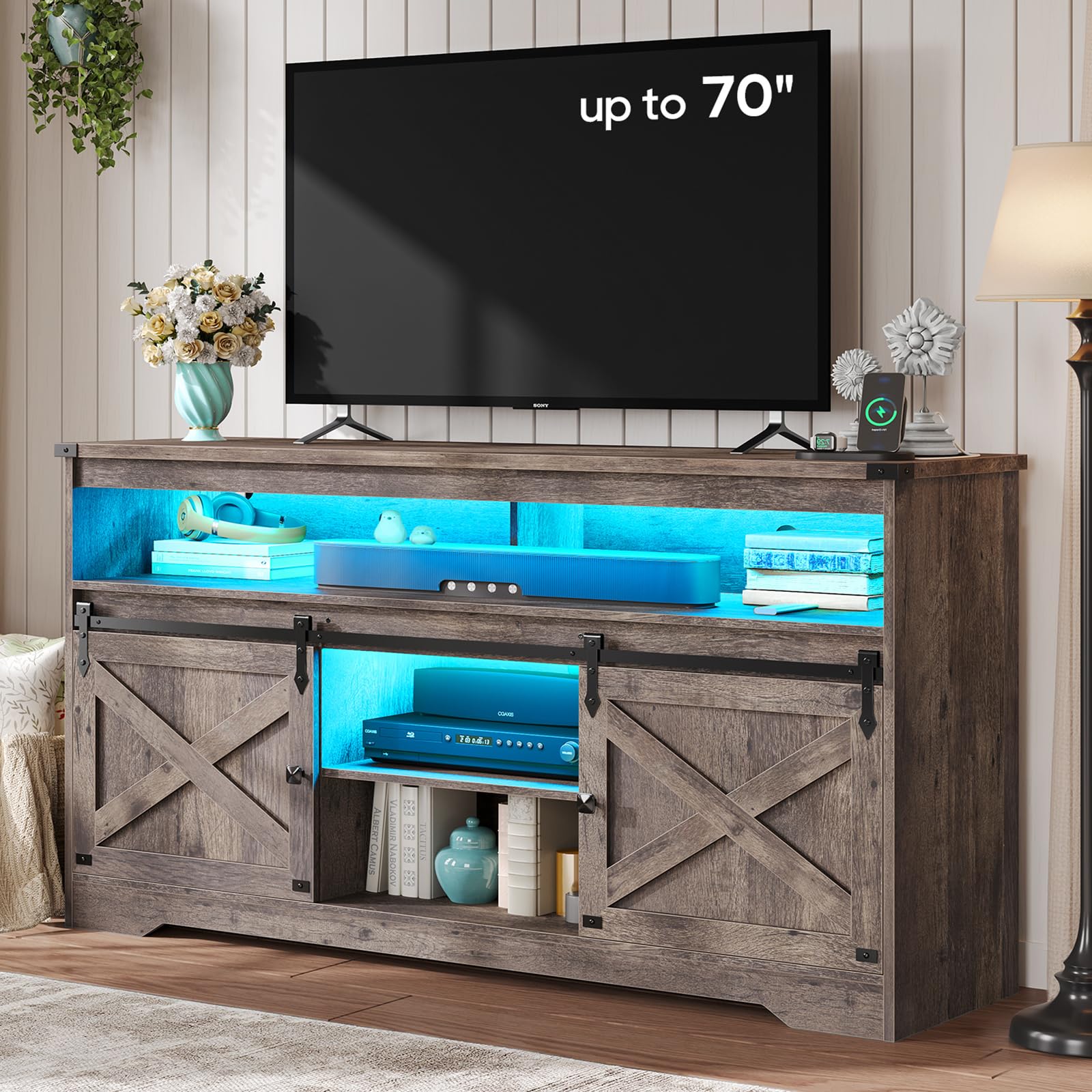 Amazon.com: Hasuit Farmhouse TV Stand for TVs Up to 65 Inch, LED ...