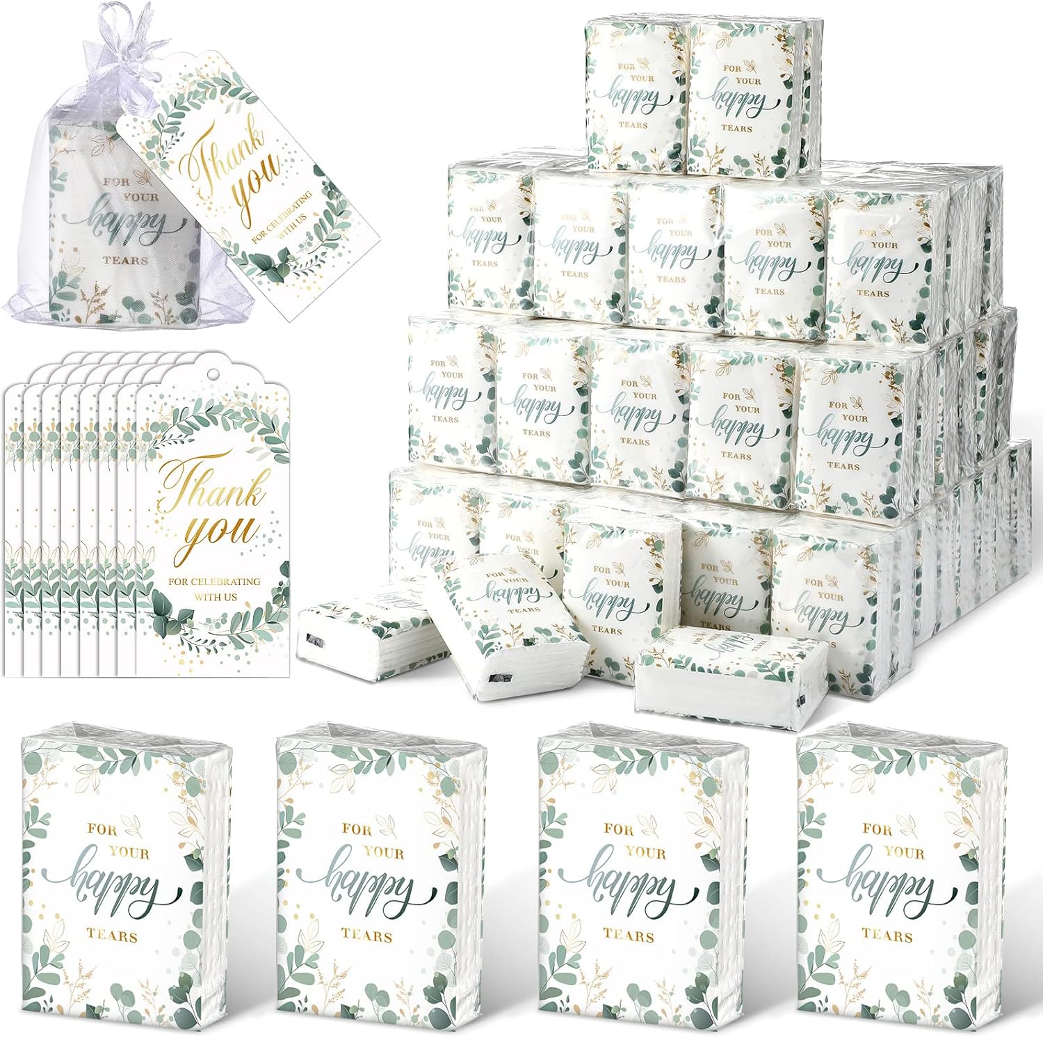 Amazon.com: 100 Packs Wedding Tissues Happy Tears Tissue Packs for ...