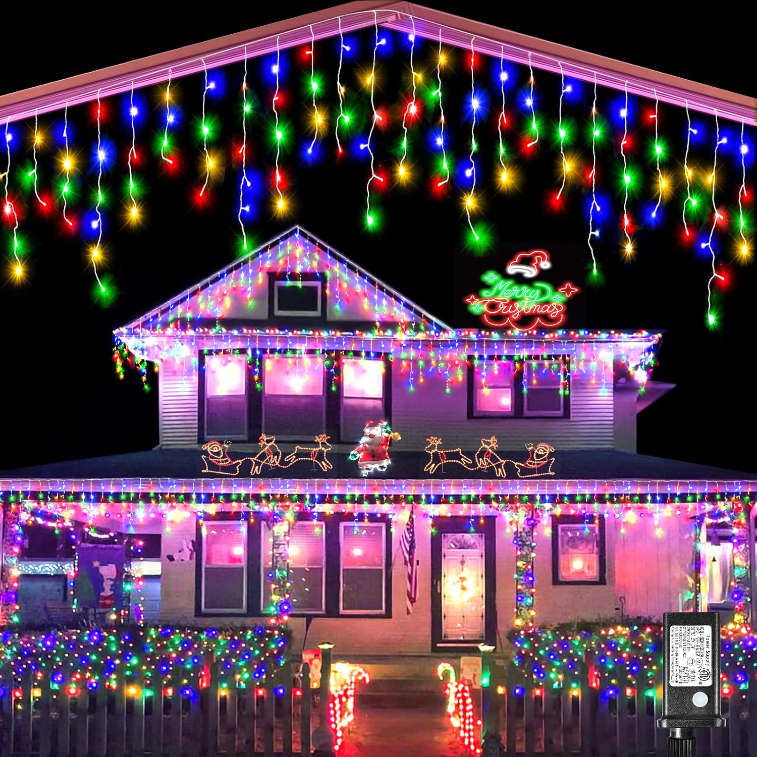 Icicle Christmas Lights Outdoor, 33ft 400 LED Icicle Lights for Outside ...