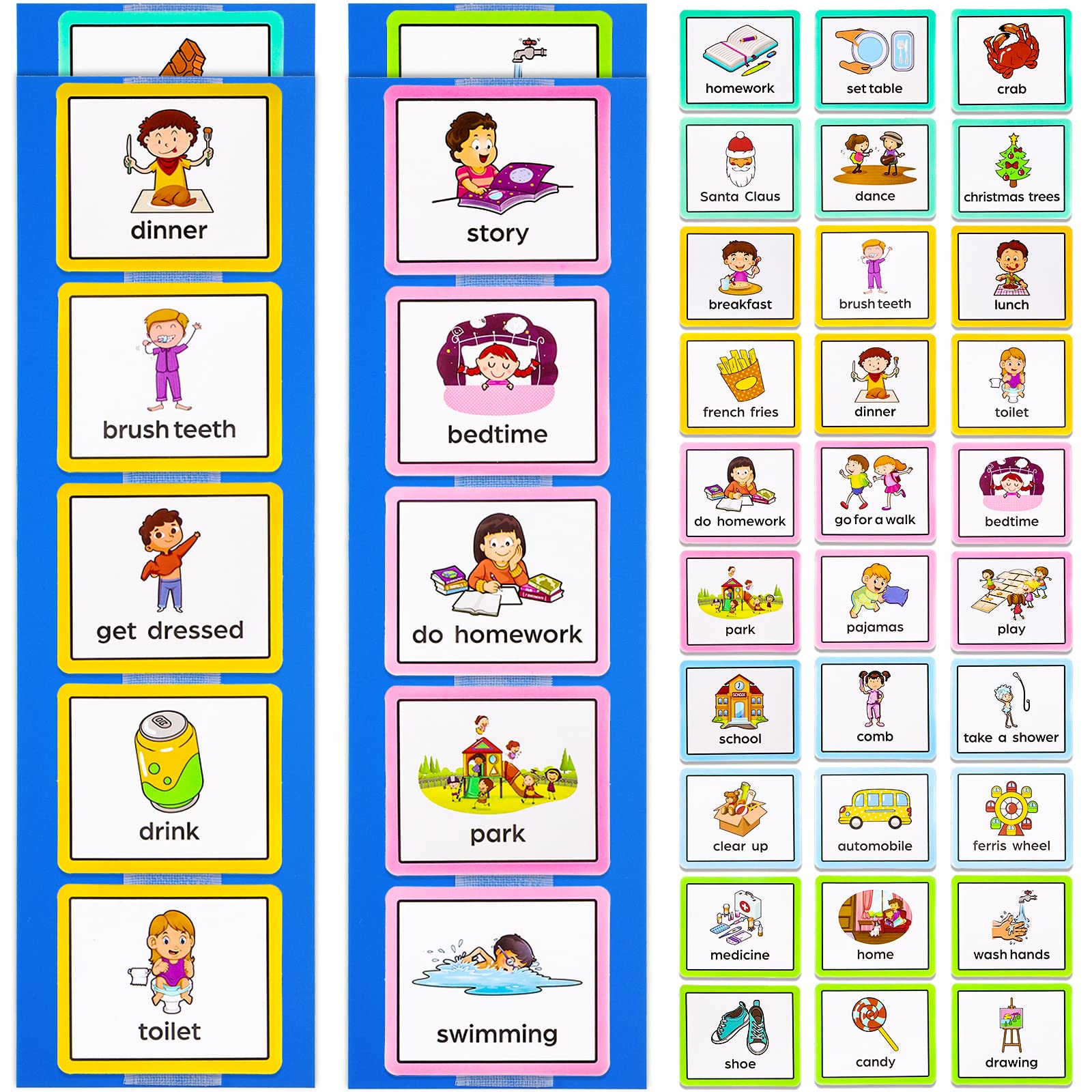 Buy 98 Pieces Visual Schedule for Kids Autism Routine Chart Cards Chore ...