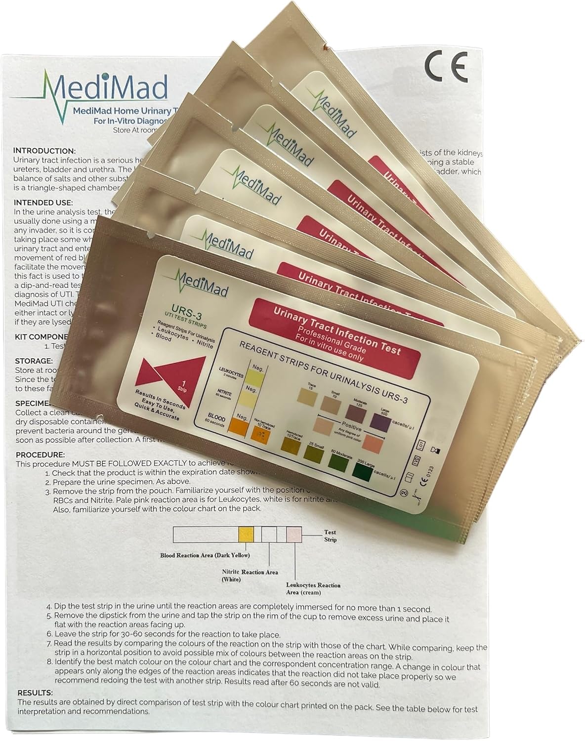 5 x Home Urine Urinary Tract Infection Tests (UTI, Nitrite, Leukocytes ...