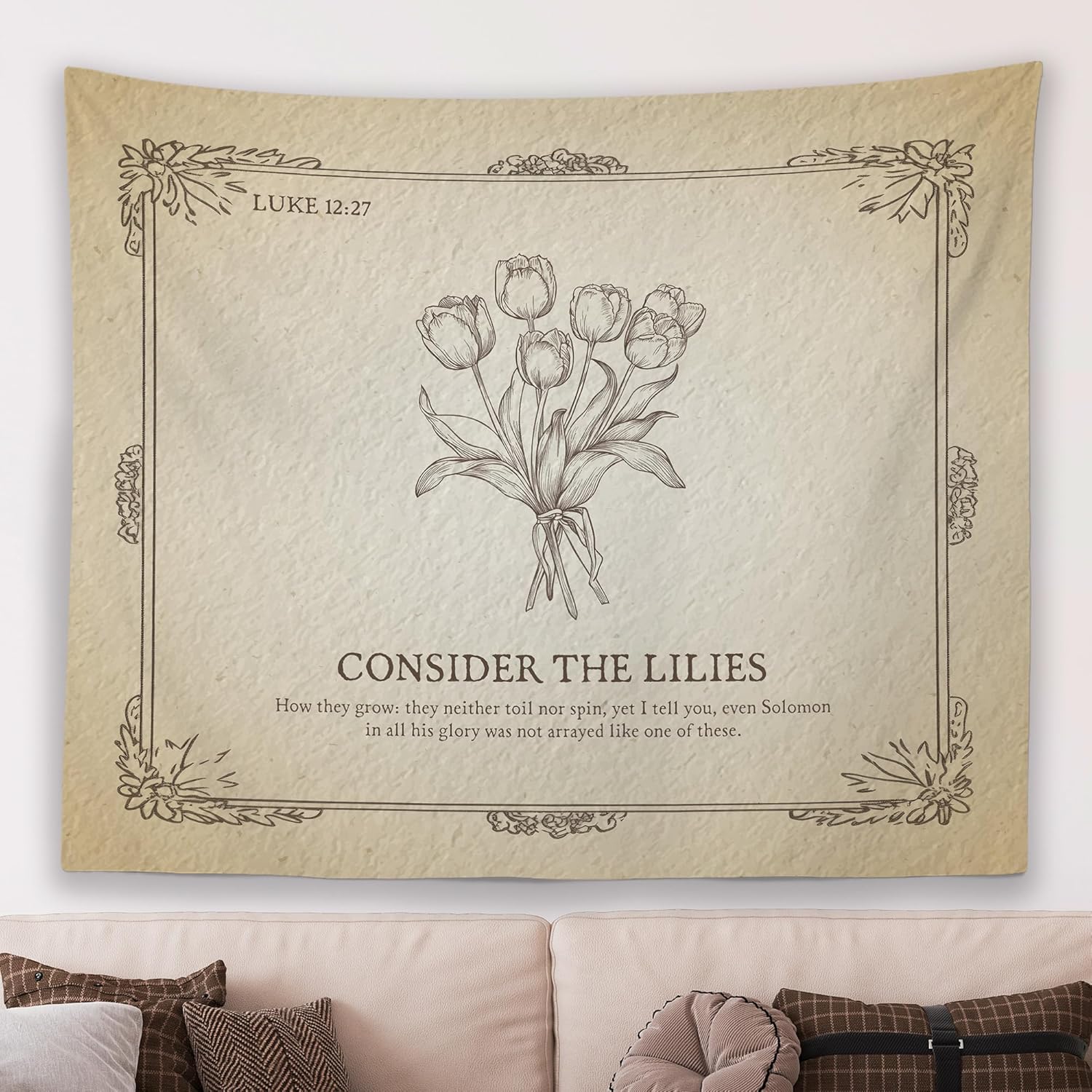 Amazon.com: MNASAIOO Christian Floral Vintage Wall Tapestry Hanging for ...